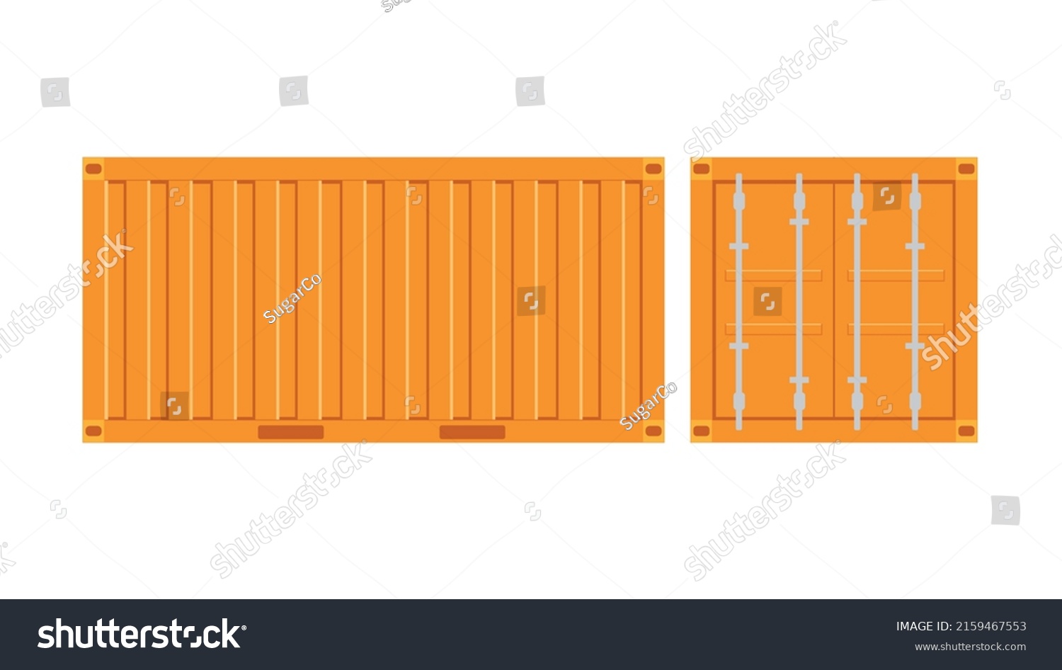 Yellow Freight Containerlarge Container Ship Isolated Stock Vector ...