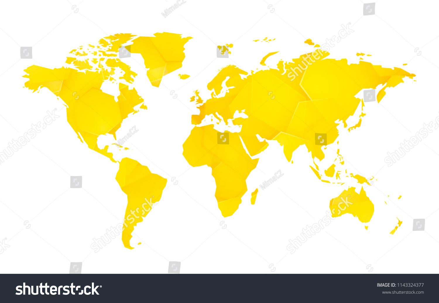 Yellow Geometric Blank World Map Stock Vector (Royalty Free) 1143324377