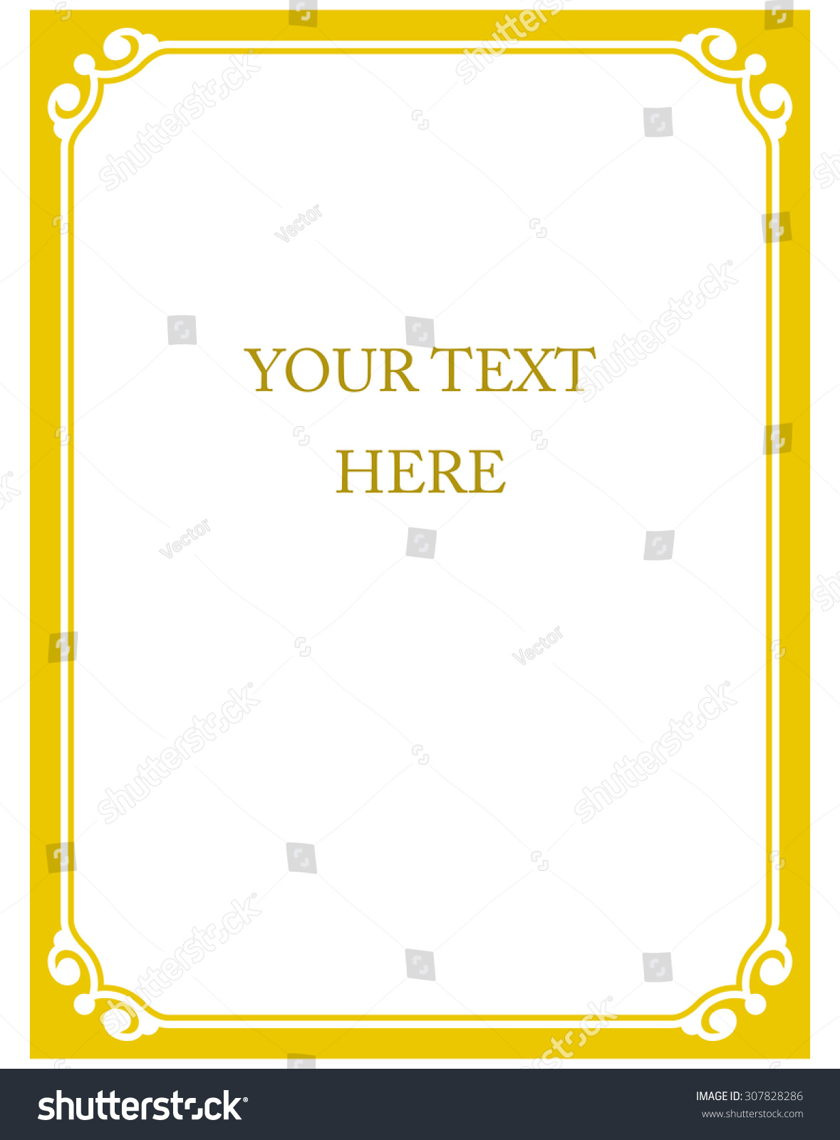 Yellow Gold Border Frame Deco Vector Stock Vector (Royalty Free) 307828286