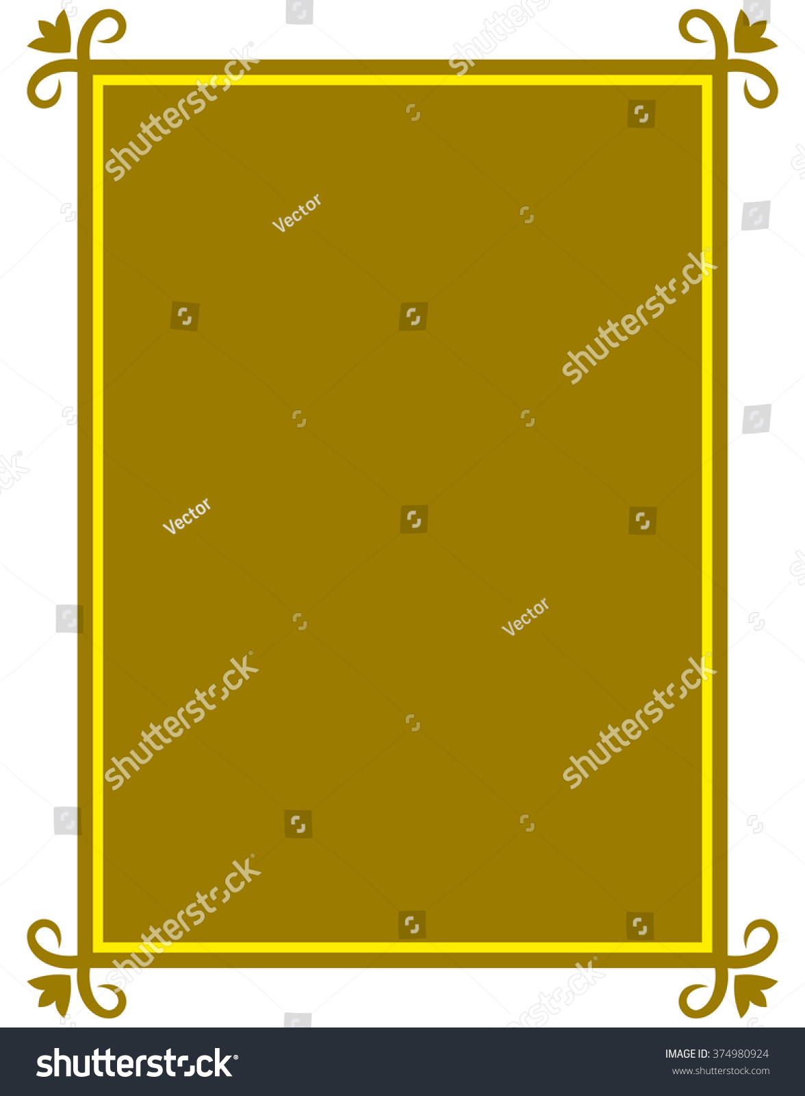 Yellow Gold Border Frame Deco Vector Stock Vector (Royalty Free ...