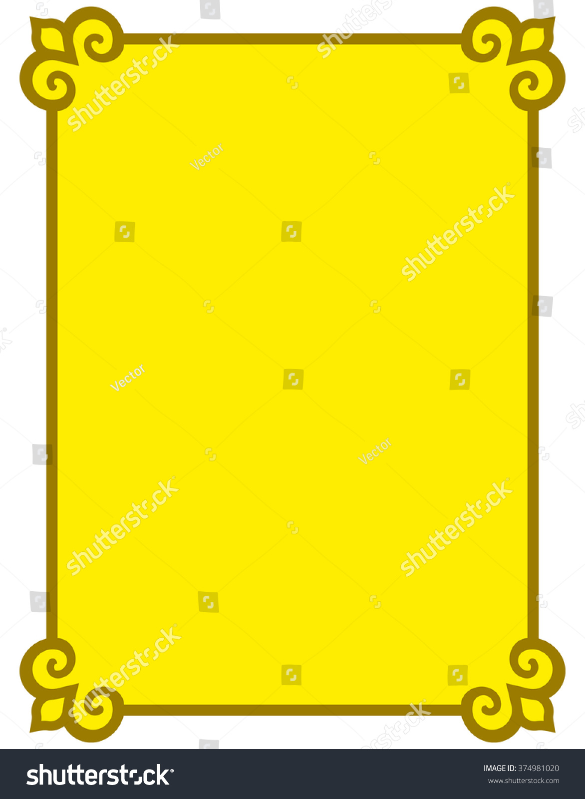 Yellow Gold Border Frame Deco Vector Stock Vector (Royalty Free ...