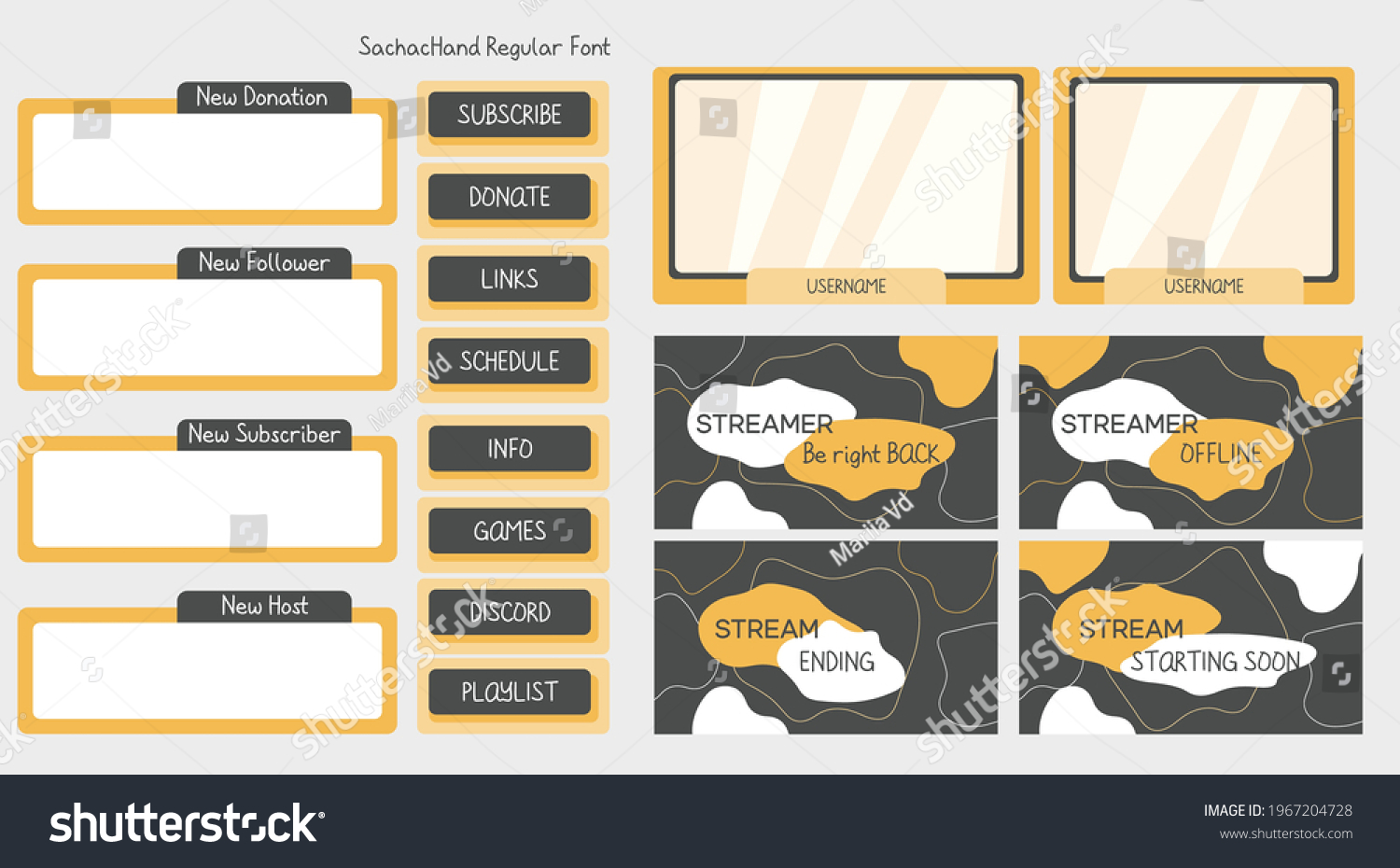 Yellow Gray Twitch Stream Overlay Screen Stock Vector (Royalty Free ...