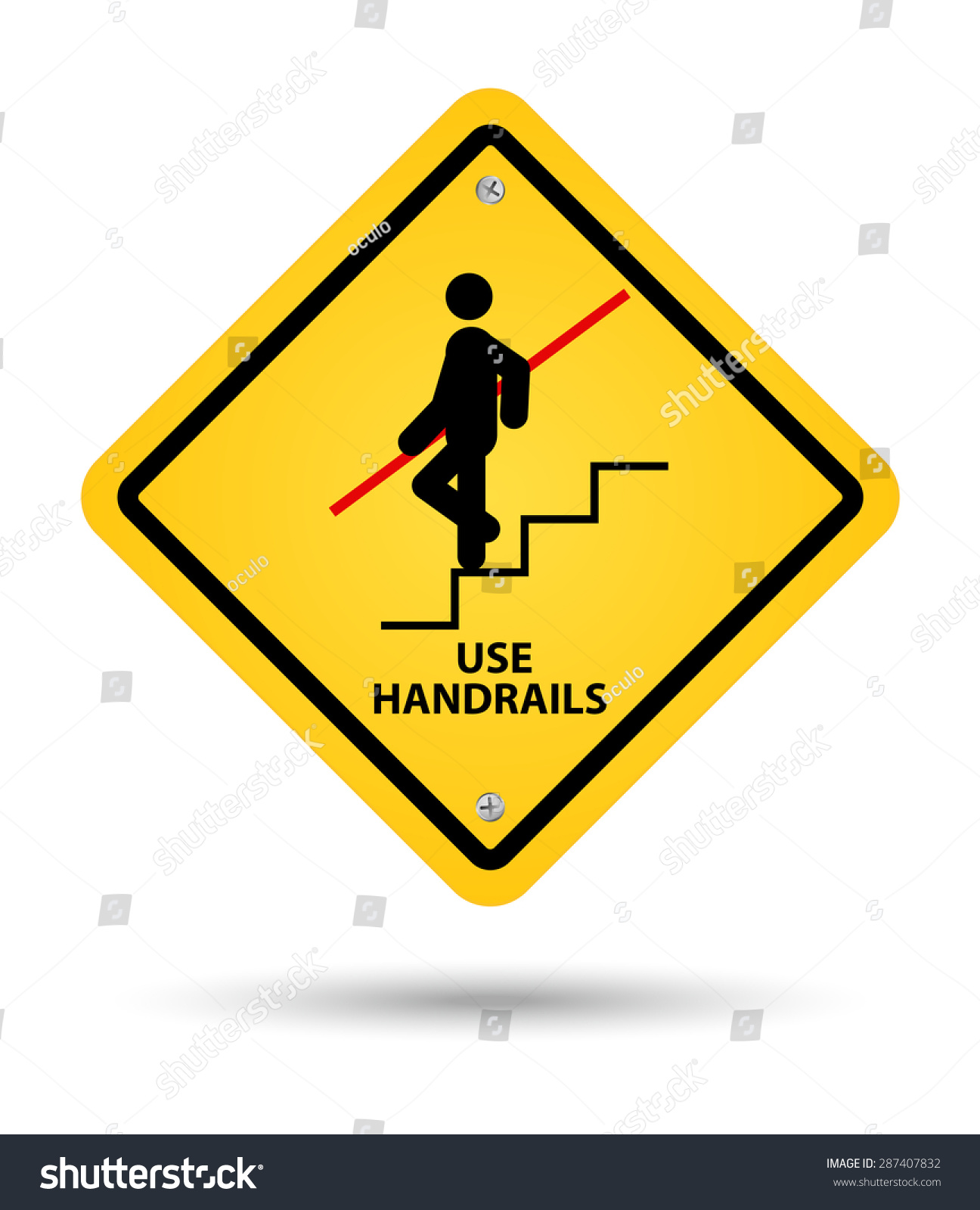 Yellow Handrail Sign Caution Stock Vector (Royalty Free) 287407832