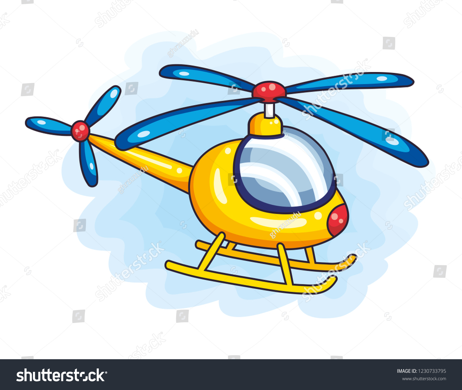 Yellow Helicopter Cartoon Vector Stock Vector (Royalty Free) 1230733795