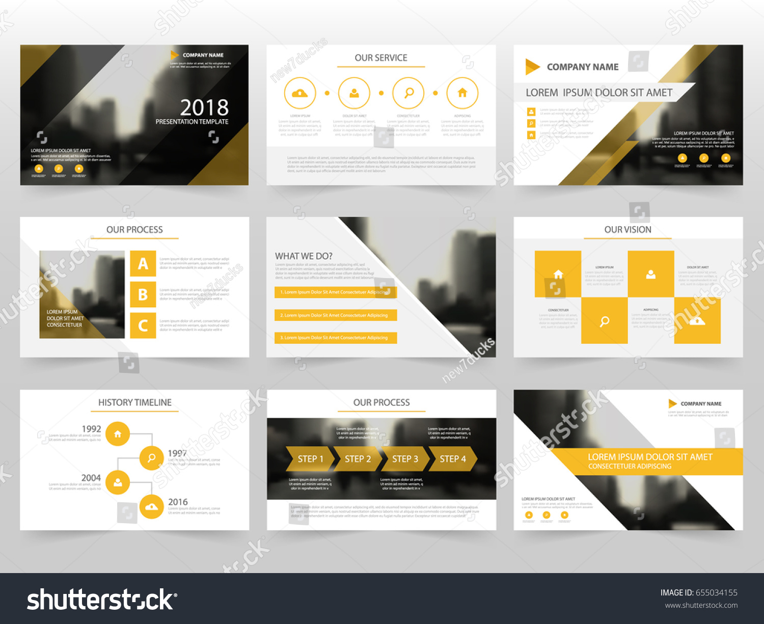 Yellow Infographic Elements Presentation Template Flat Stock Vector ...