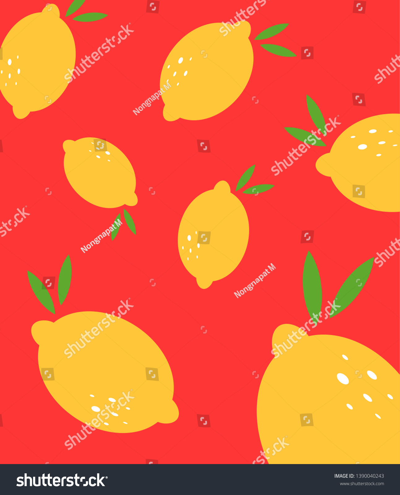 Yellow Lemon Red Background Stock Vector (Royalty Free) 1390040243 ...