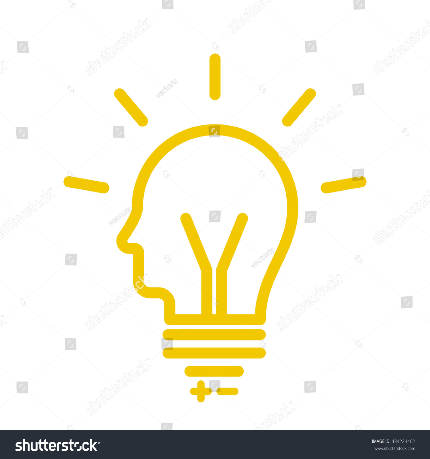Yellow Light Bulb Head Vector Icon Stock Vector 434224402 - Shutterstock