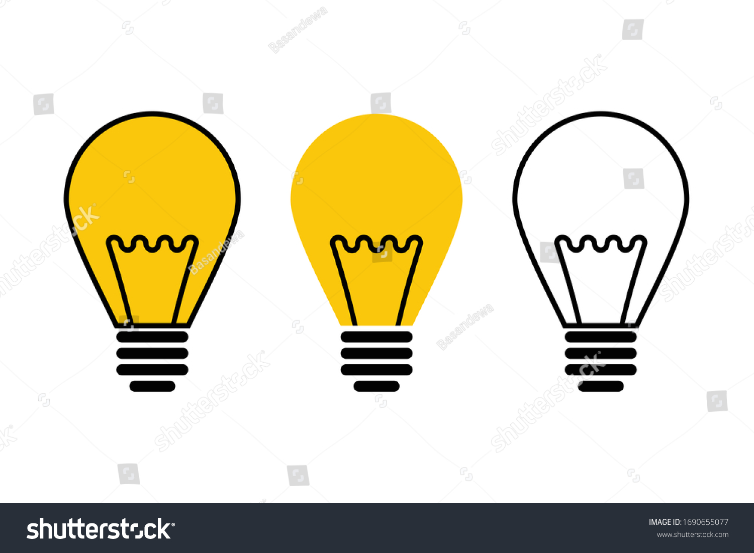 Yellow Light Bulb Vector Design Stock Vector (Royalty Free) 1690655077 ...