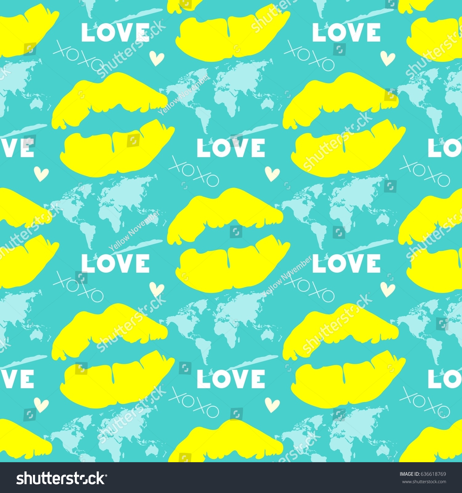 Yellow Lip Mark On Turquoise Background Stock Vector (Royalty Free ...