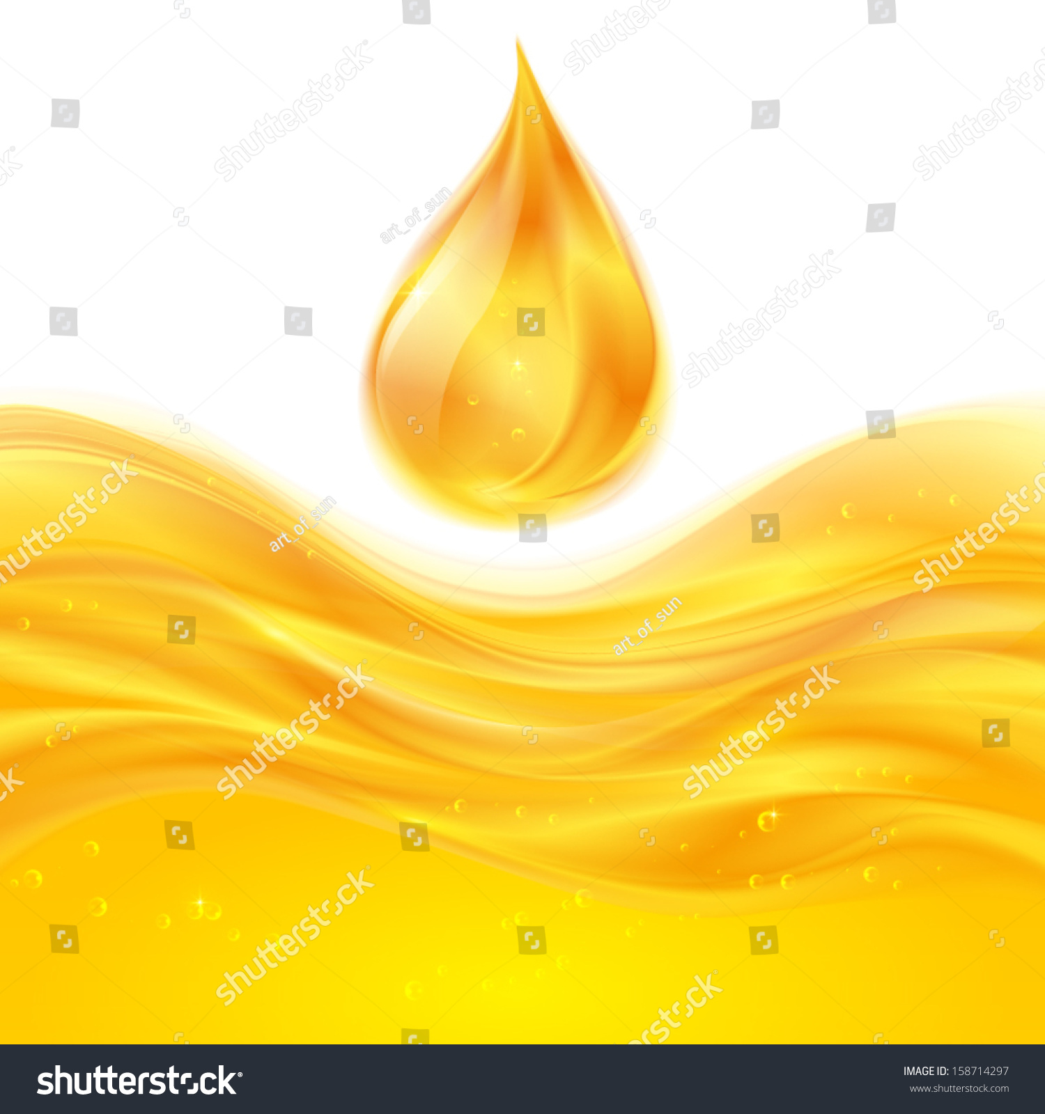 Yellow Liquid Oil Vector Falling Drop Stock Vector (Royalty Free) 158714297