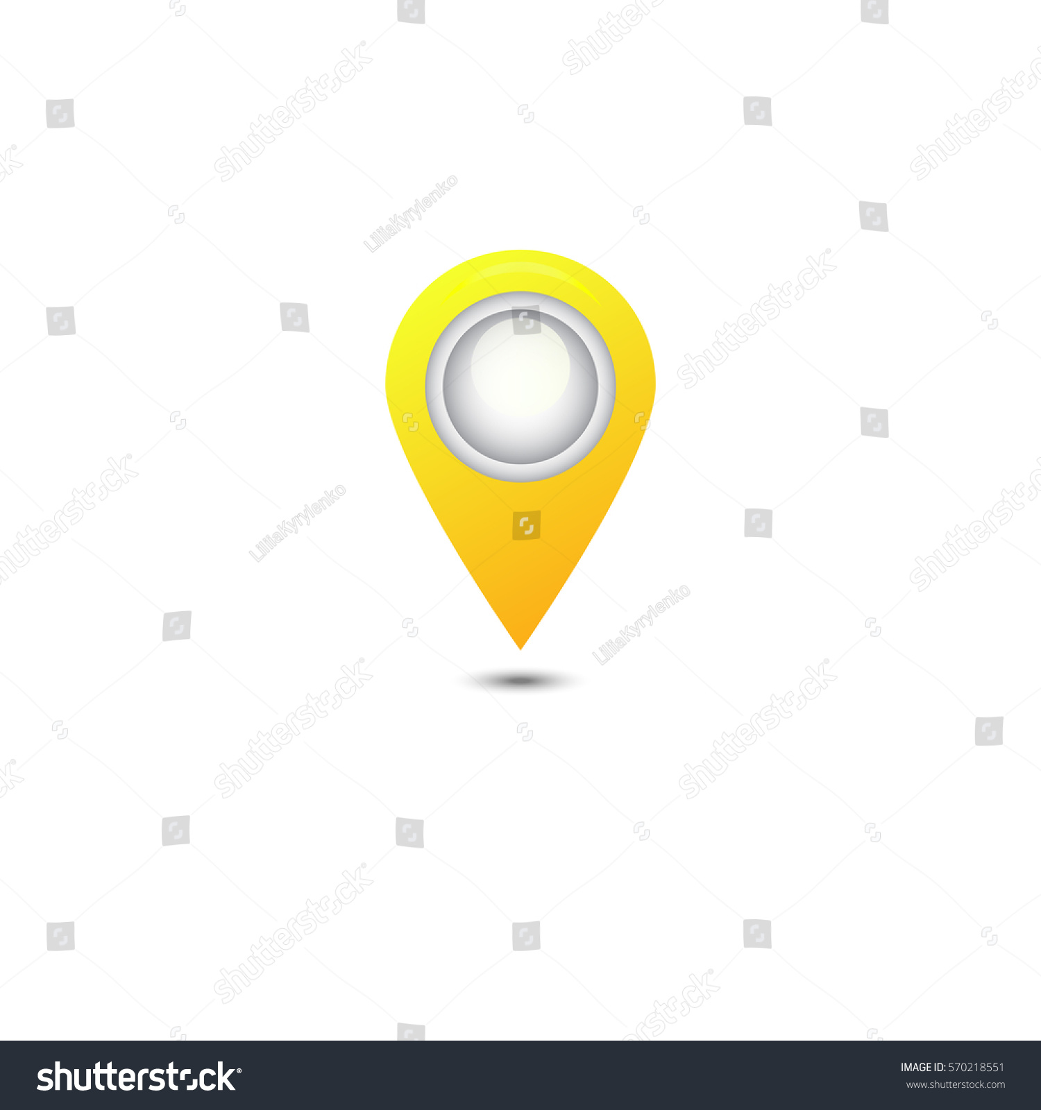 Yellow Map Pointer Icon Gps Location Stock Vector (Royalty Free ...