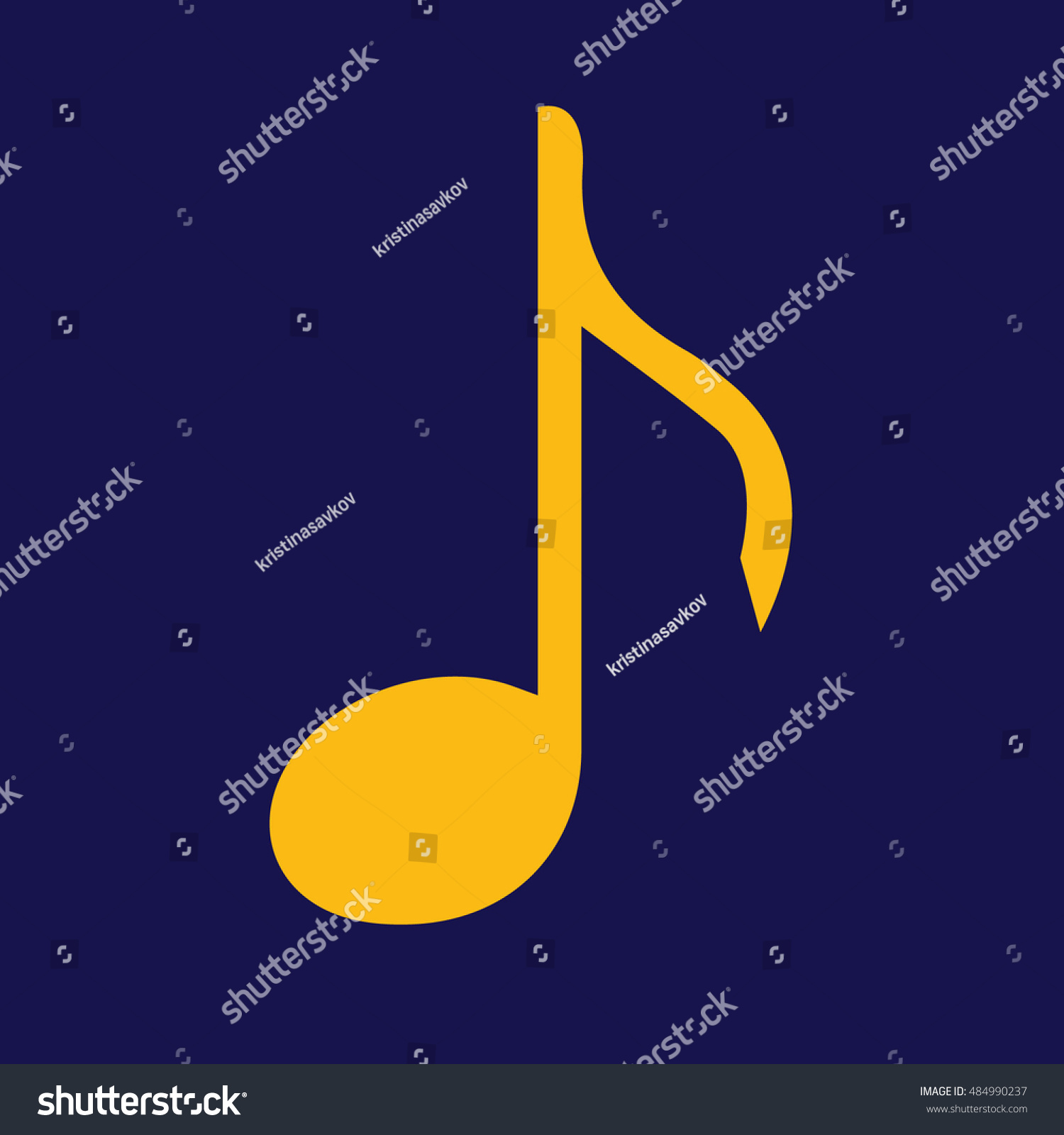 Yellow Music Note Icon Vector Blue Stock Vector (Royalty Free) 484990237