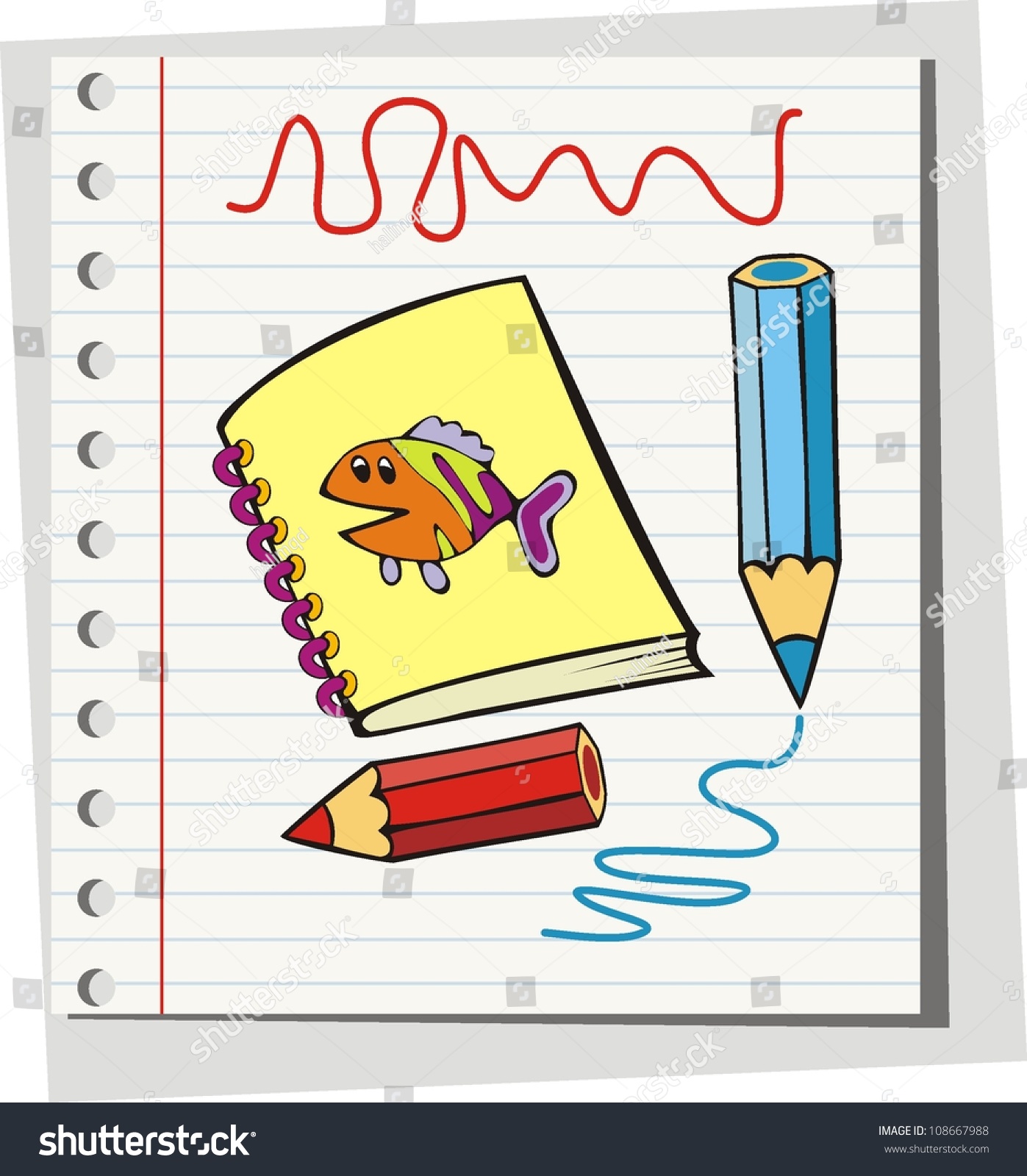 Yellow Note Book Pencil Stock Vector (Royalty Free) 108667988 ...