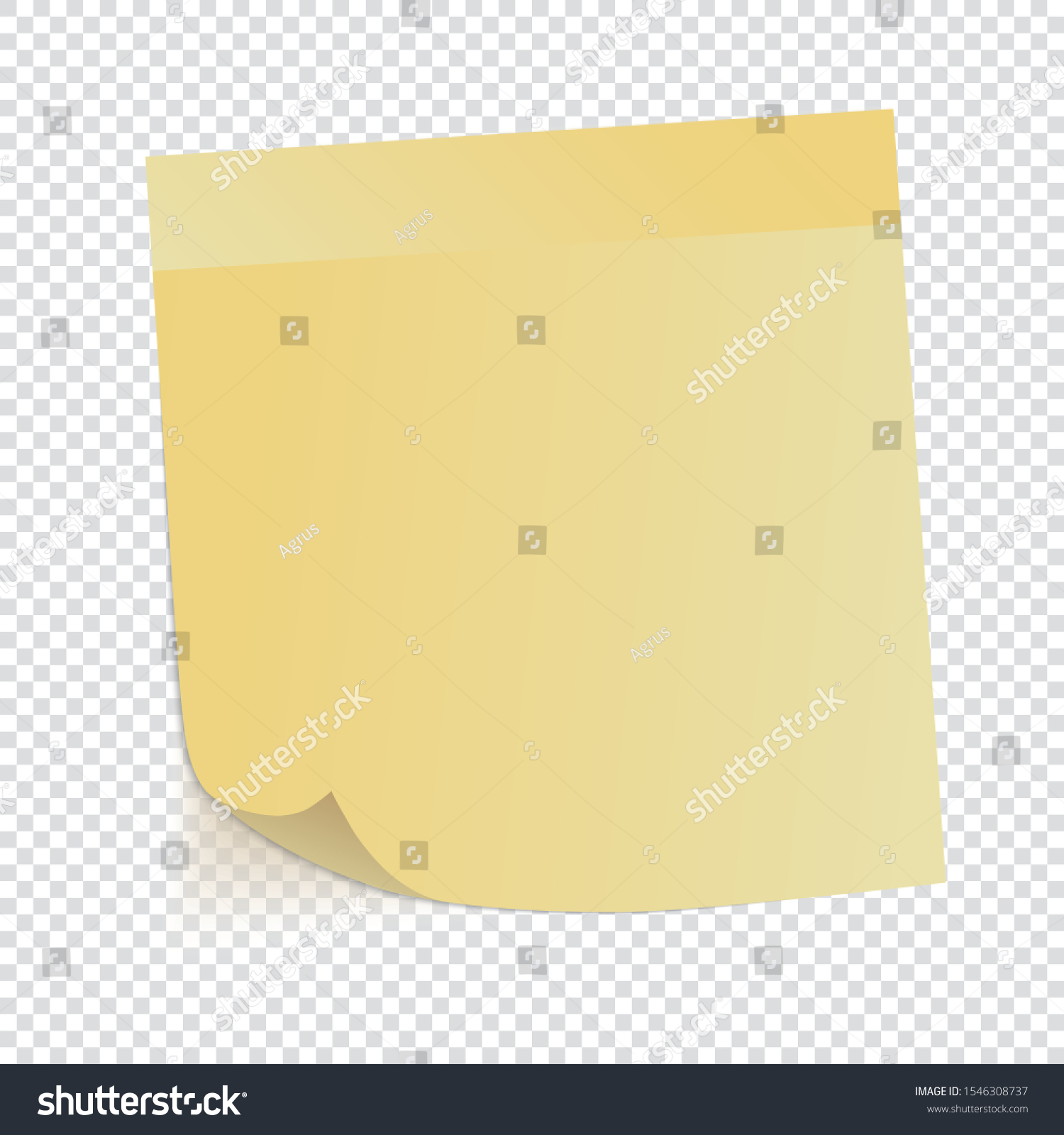 Yellow Note Paper On Transparent Background Stock Vector (Royalty Free ...