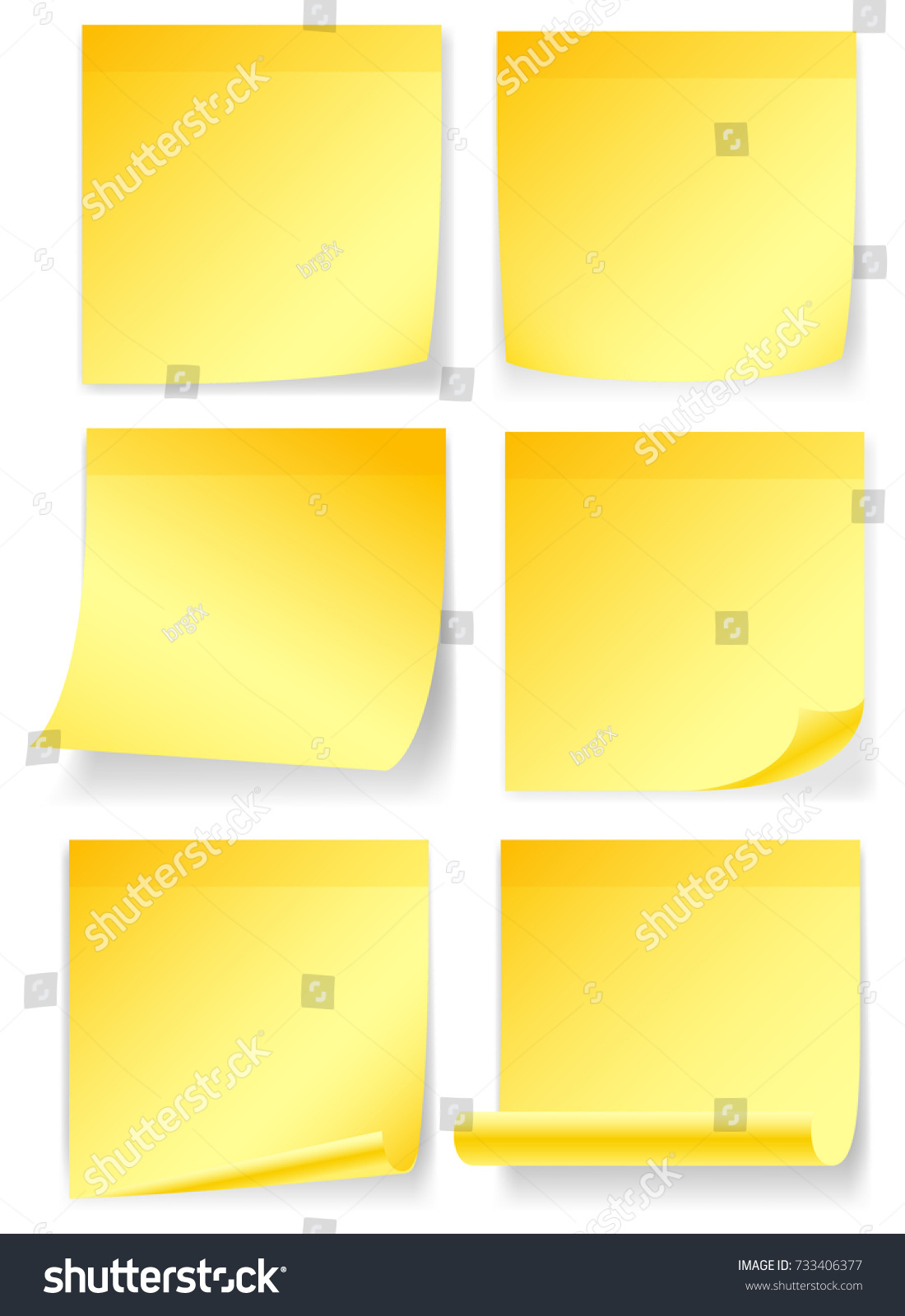 Yellow Notes Six Different Styles Illustration Stock Vector (Royalty ...