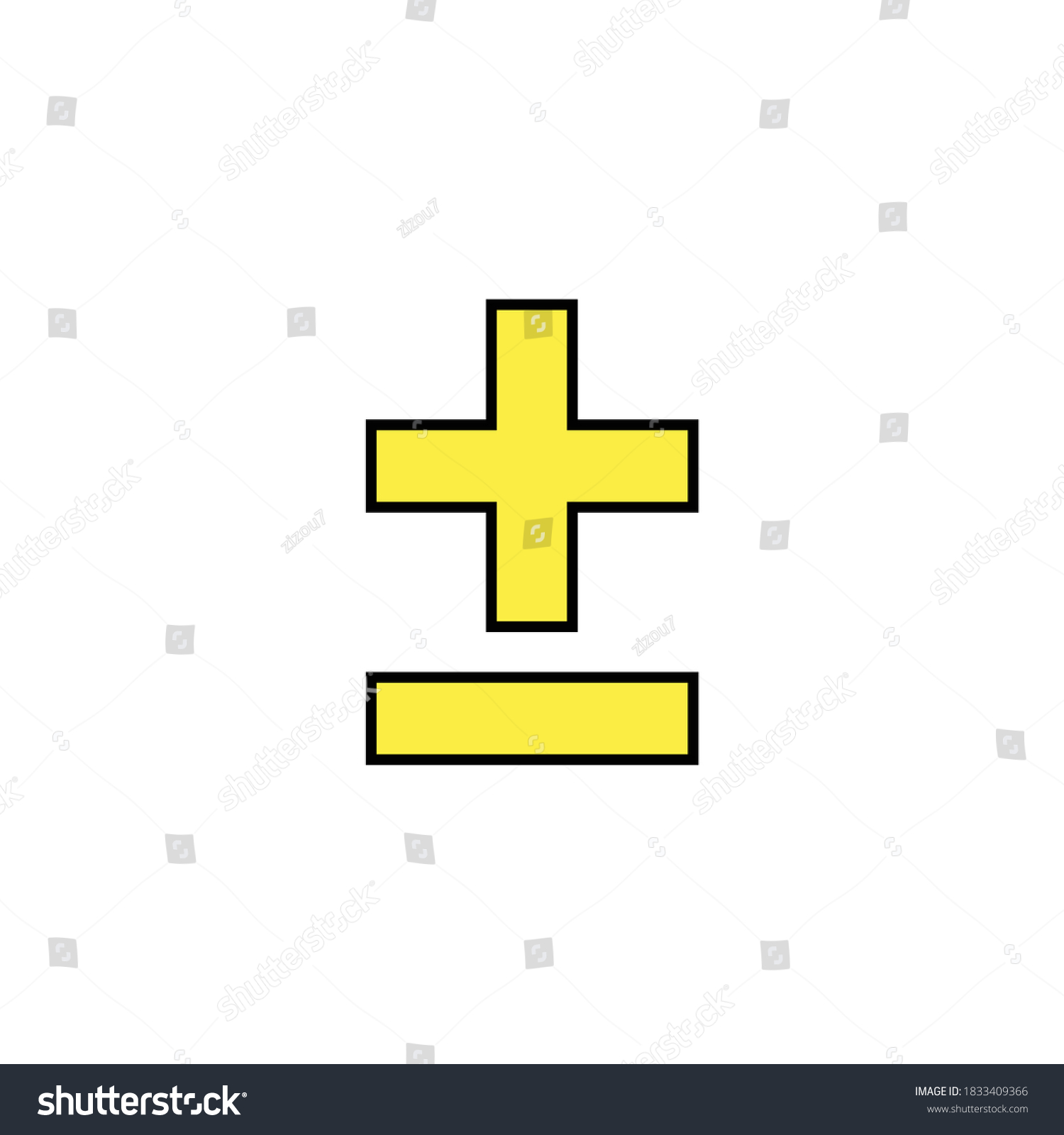 icono amarillo más menos, símbolo matemático: vector de stock (libre de ...
