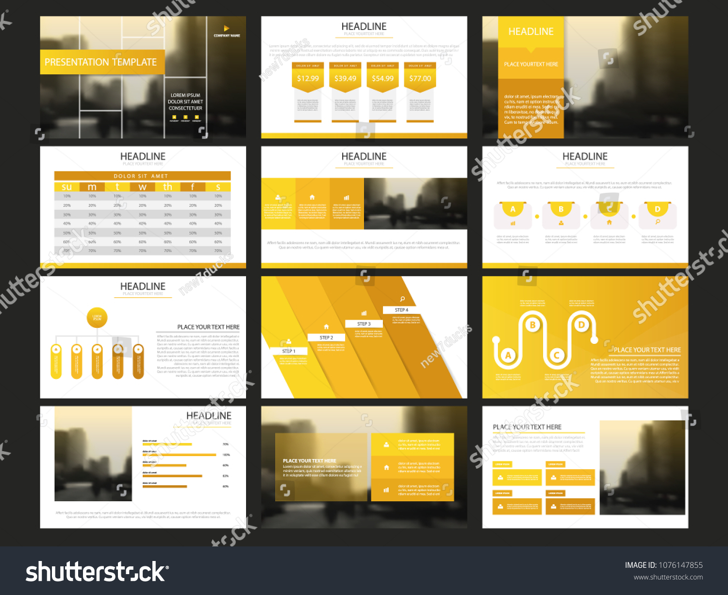 Yellow Presentation Infographic Elements Template Flat Stock Vector ...