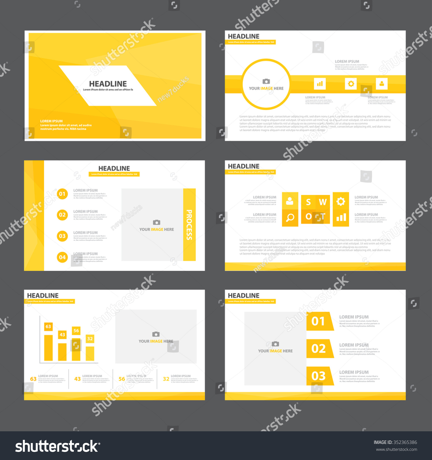 Yellow Presentation Template Infographic Elements Flat Stock Vector ...