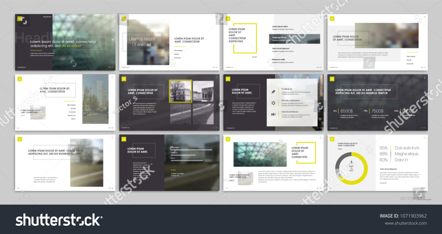Yellow Presentation Templates Elements On White Stock Vector (Royalty ...