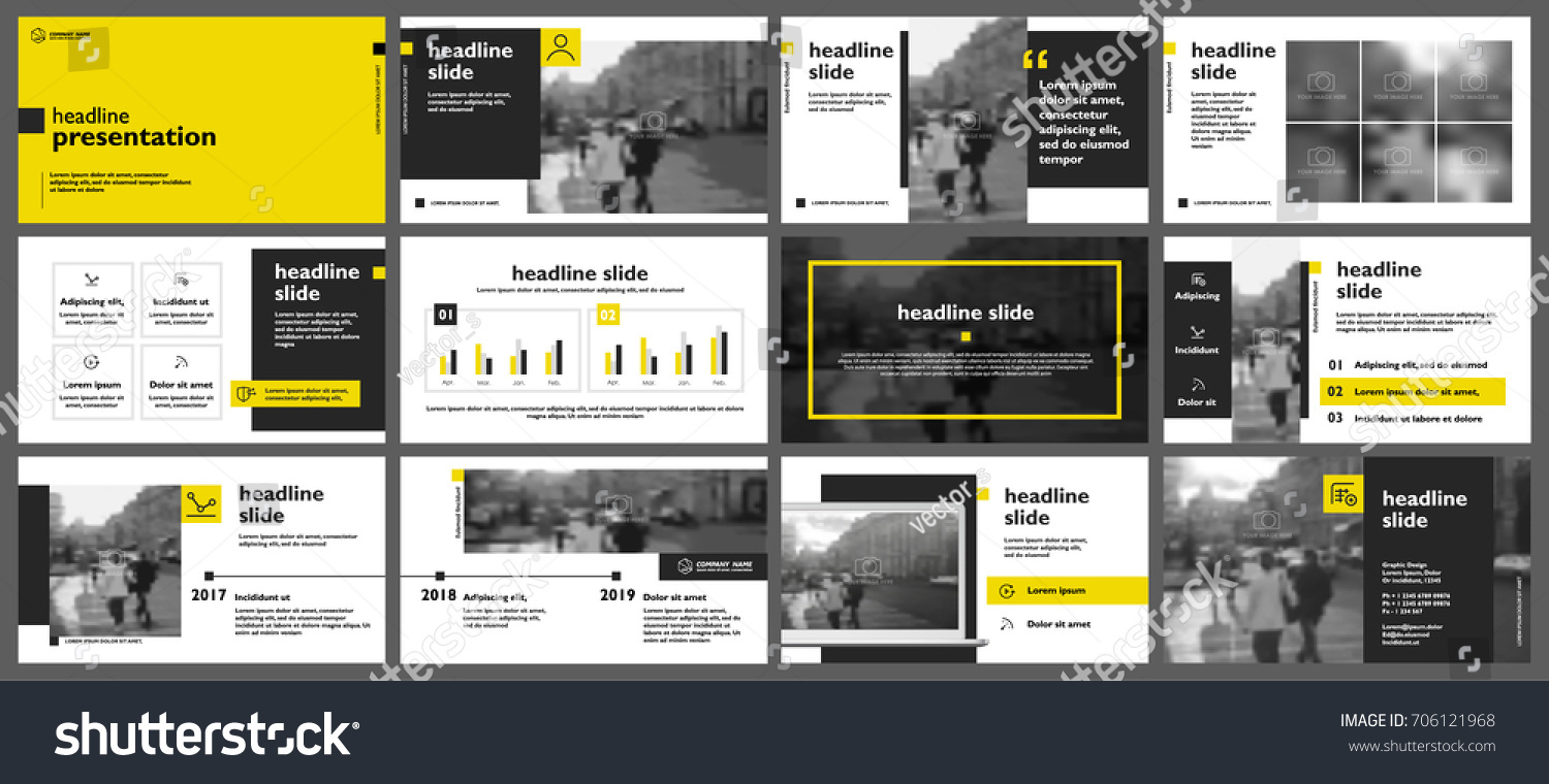 Yellow Presentation Templates Elements On White Stock Vector (Royalty ...