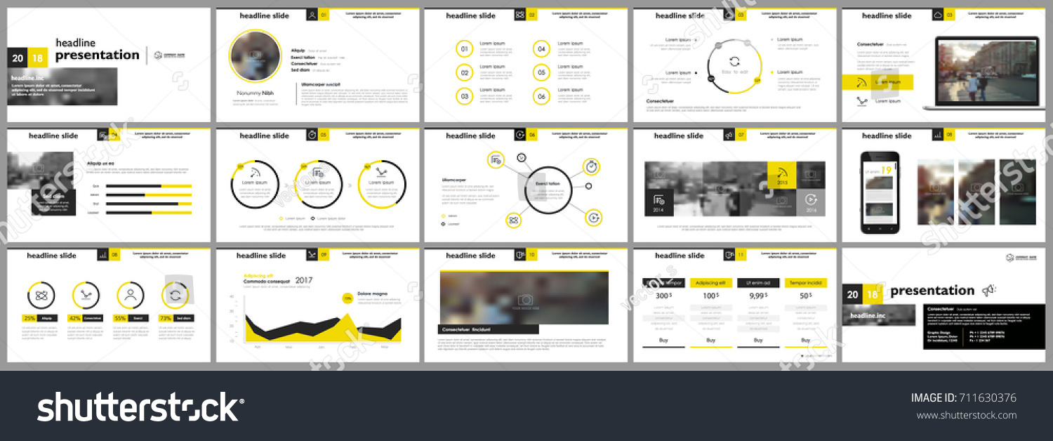 Yellow Presentation Templates Elements On White Stock Vector (Royalty ...