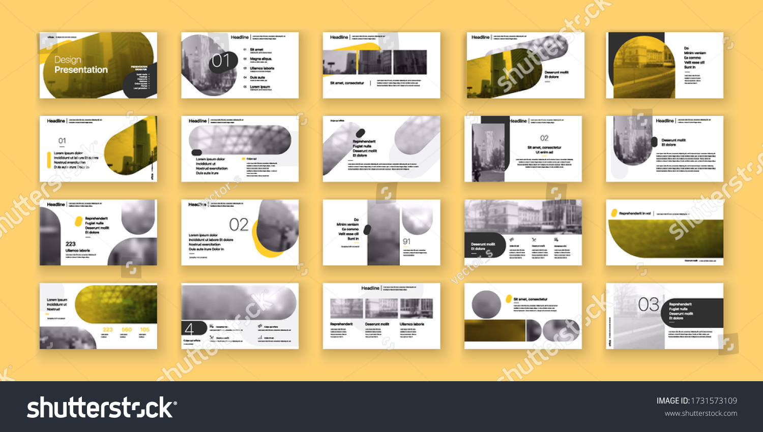 Yellow Presentation Templates Elements Vector Infographics Stock Vector ...