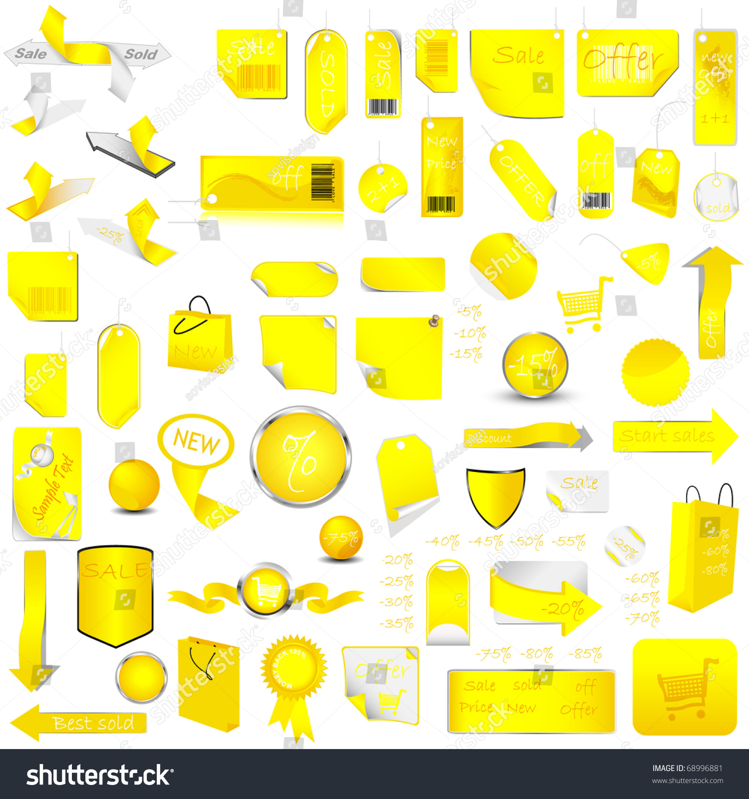 Yellow Price Tags Set Premium Vector