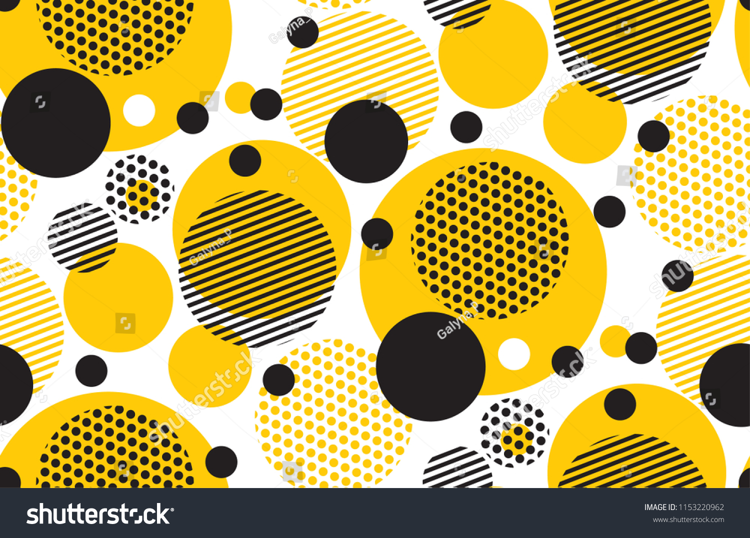 Yellow Random Round Geometry Seamless Pattern Stock Vector (Royalty ...