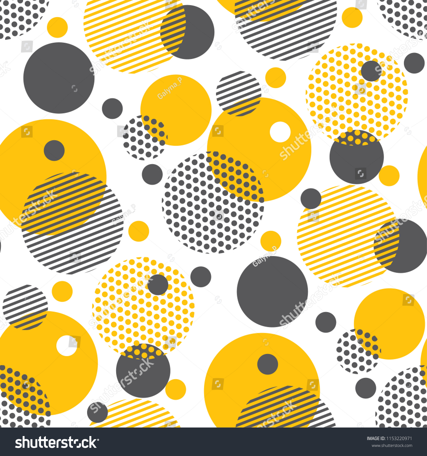 Yellow Random Round Geometry Seamless Pattern Stock Vector (Royalty ...