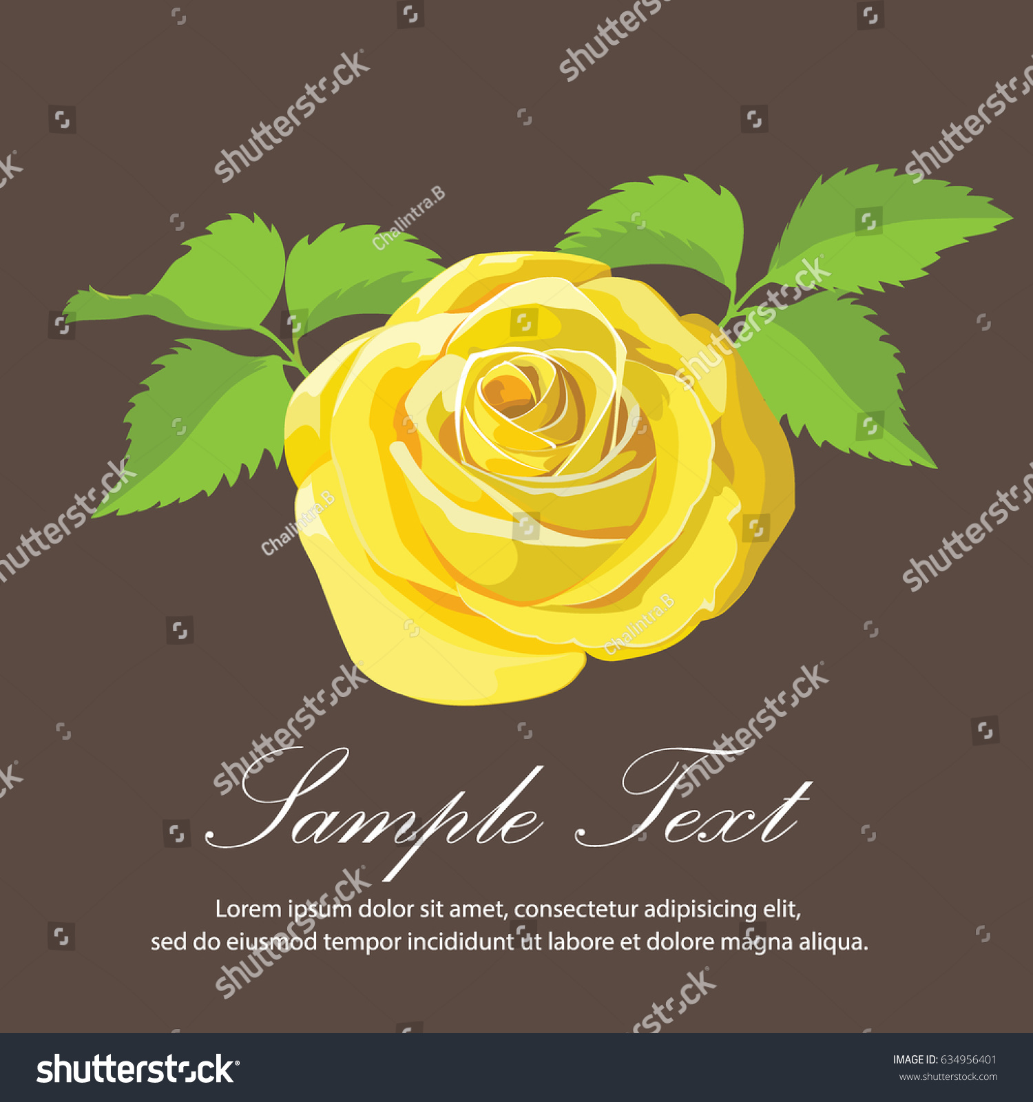 Yellow Rose Vector Illustration Stock Vector (Royalty Free) 634956401 ...