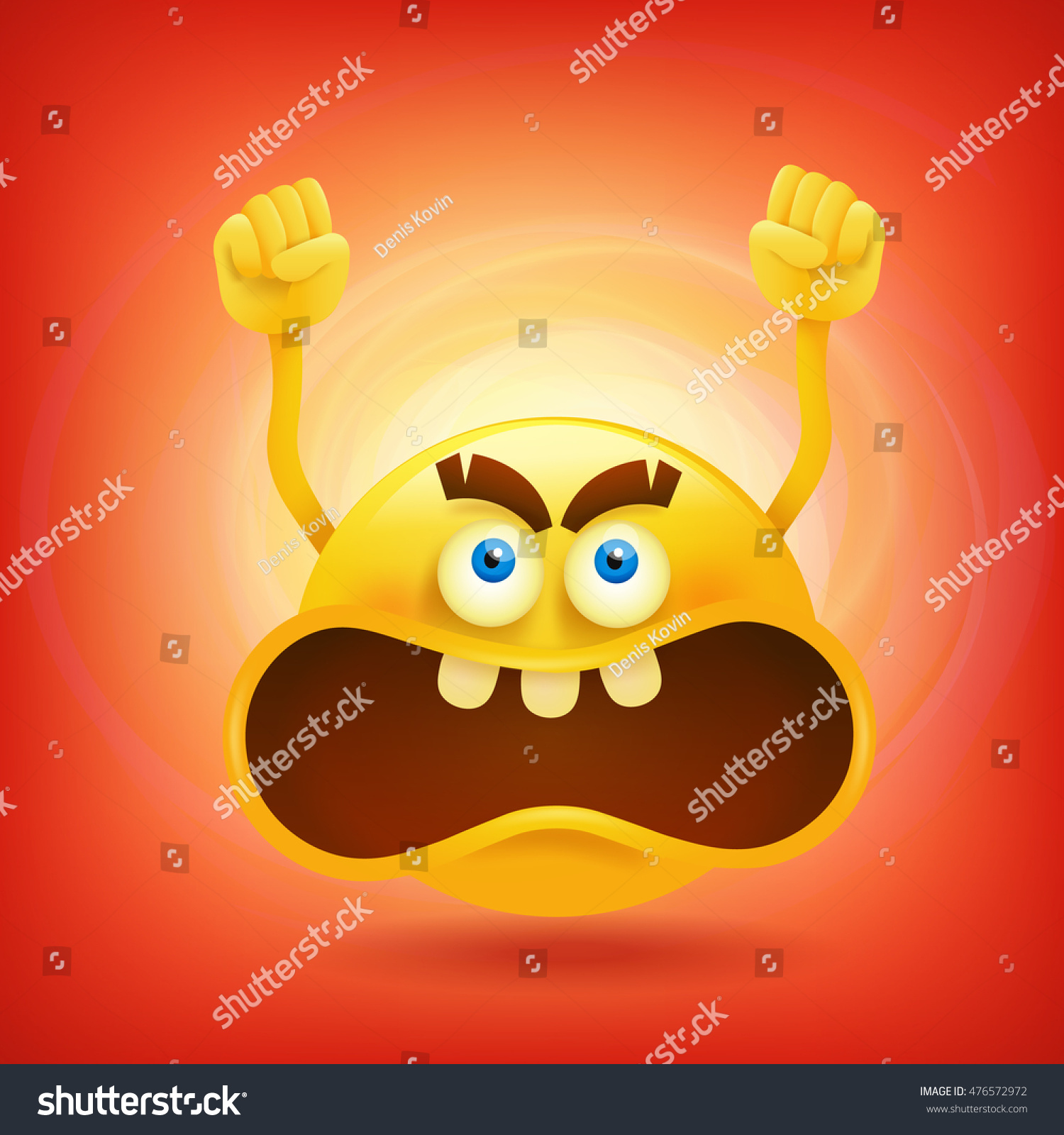 Yellow Round Angry Smiley Face Vector Stock Vector (Royalty Free ...