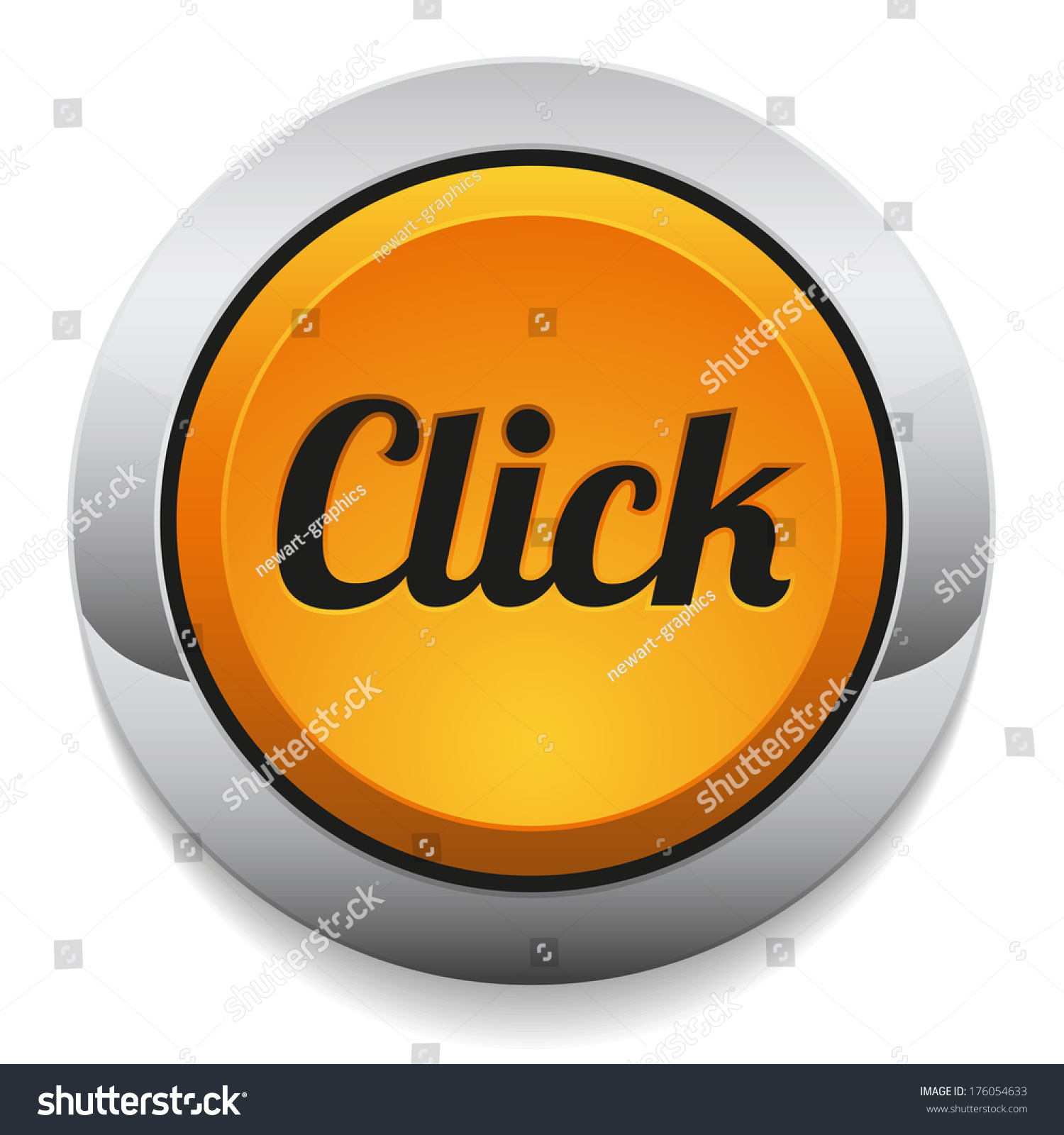 Yellow Round Click Button Metallic Border Stock Vector (Royalty Free ...