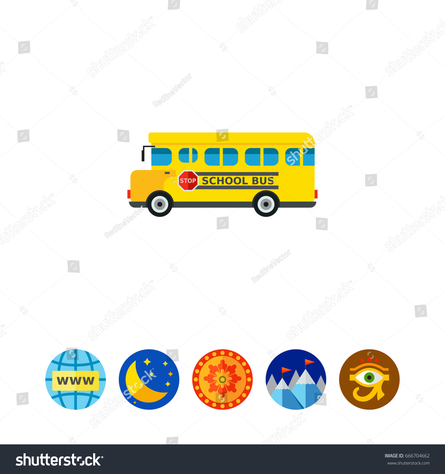 Yellow School Bus Icon Stock Vector (Royalty Free) 666704662 | Shutterstock