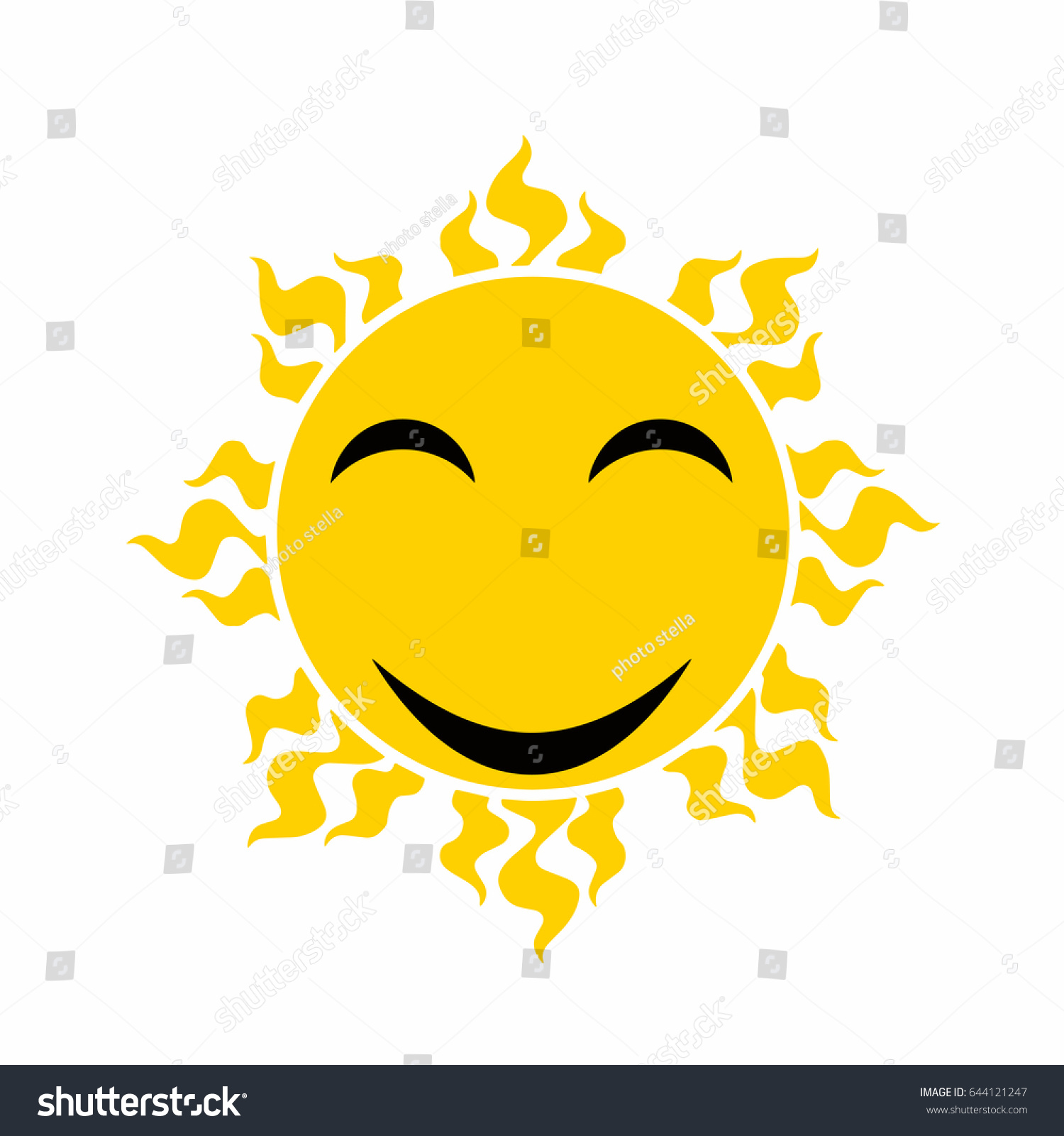 Yellow Smiling Sun Vector Cartoon Vector Stock Vector (Royalty Free ...
