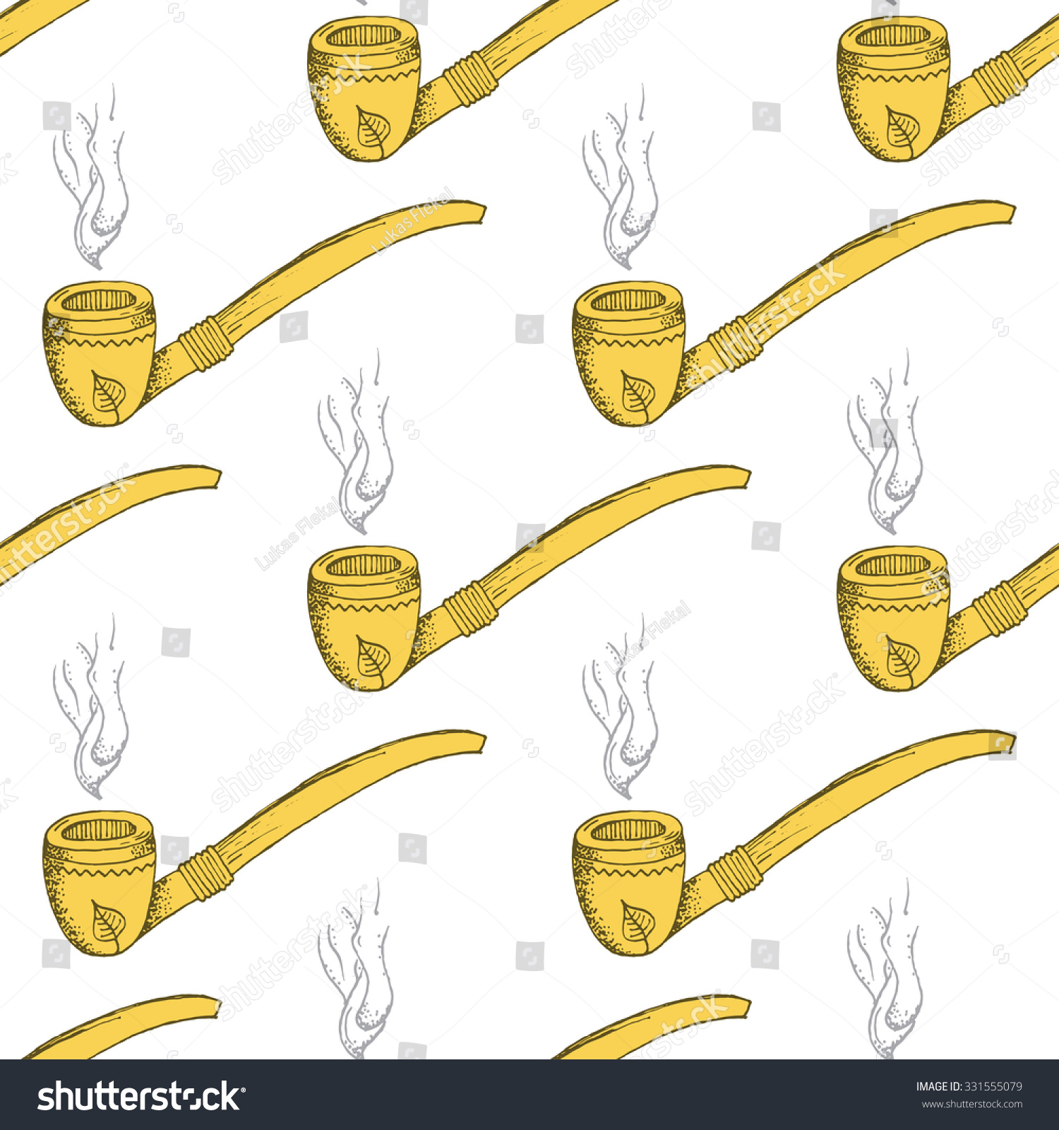 Yellow Smoking Pipe Pattern On White Stock Vector (Royalty Free ...