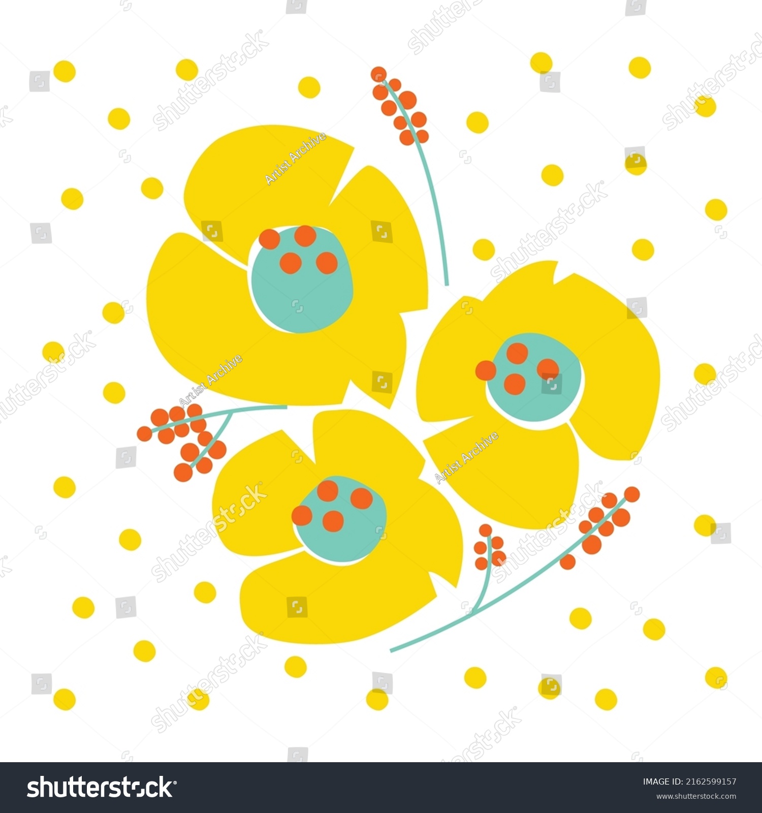 Yellow Spring Flowers Vector Illustration Stock Vector (Royalty Free ...