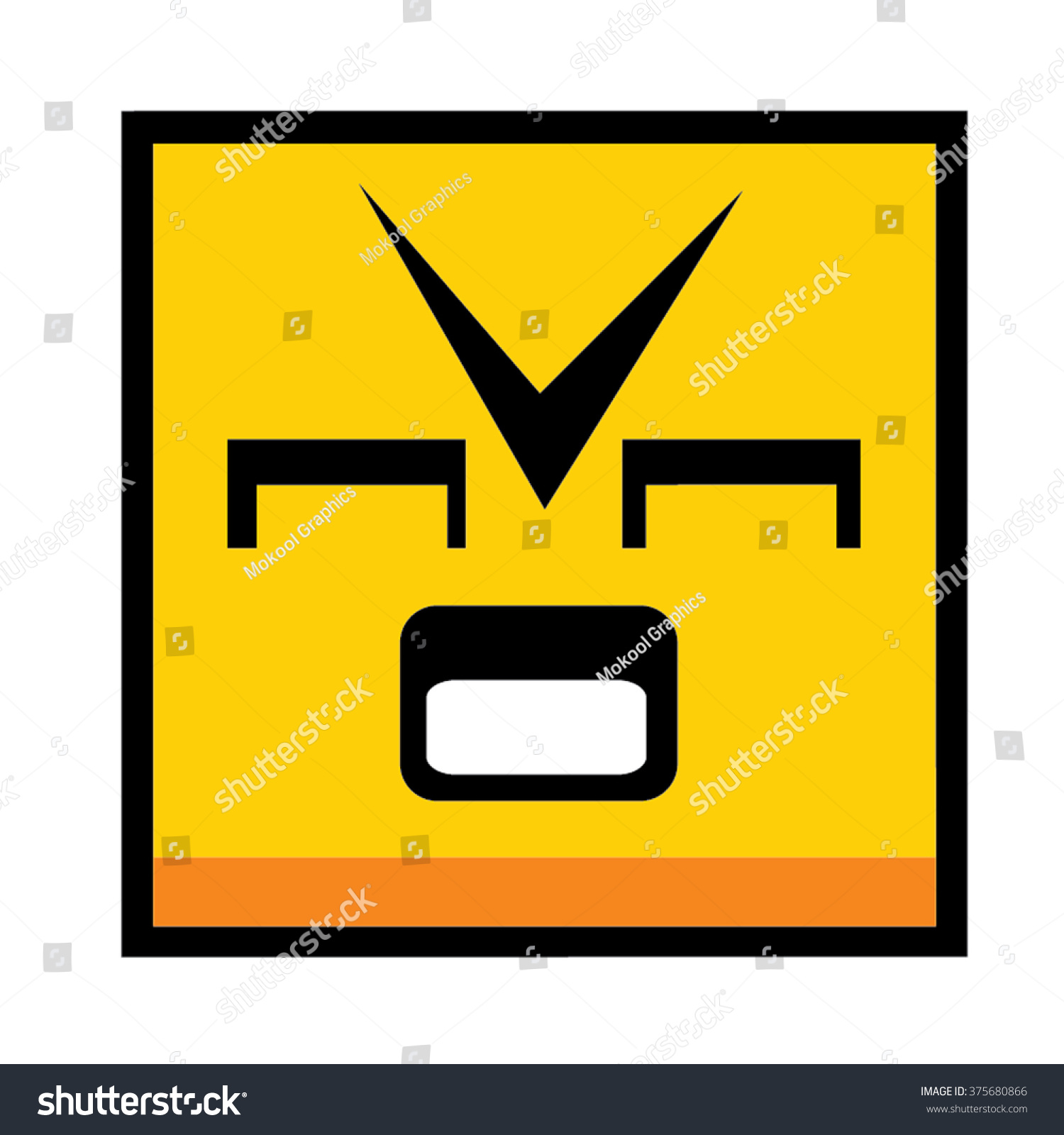 Yellow Square Face Cartoon Vector Stock Vector (Royalty Free) 375680866 ...
