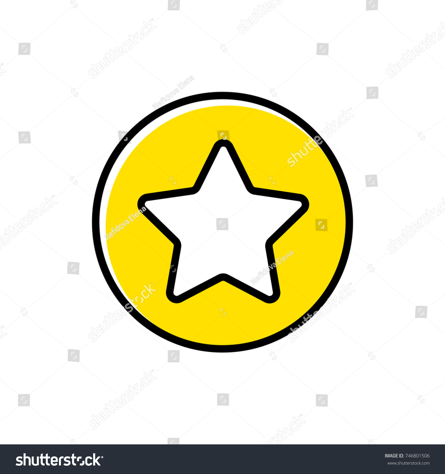 Yellow Star Button Icon Vector Illustration Stock Vector (Royalty Free ...