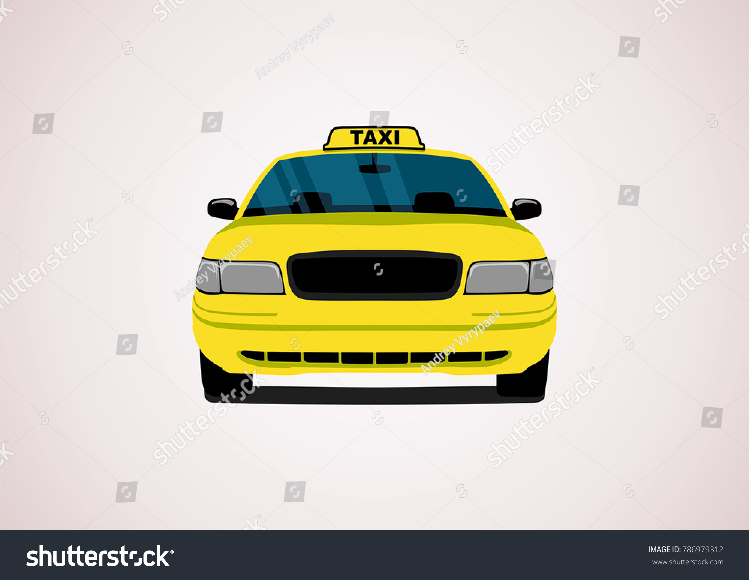 Yellow Taxi Front View Stock Vector (Royalty Free) 786979312 | Shutterstock