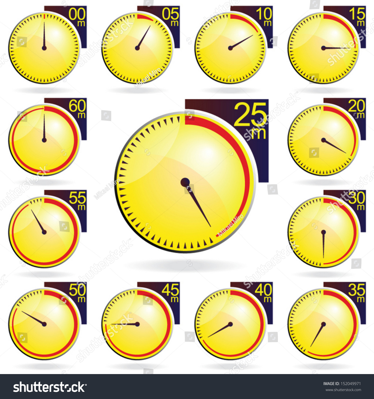 Yellow Timers Set Vector Illustration Stock Vector (Royalty Free ...