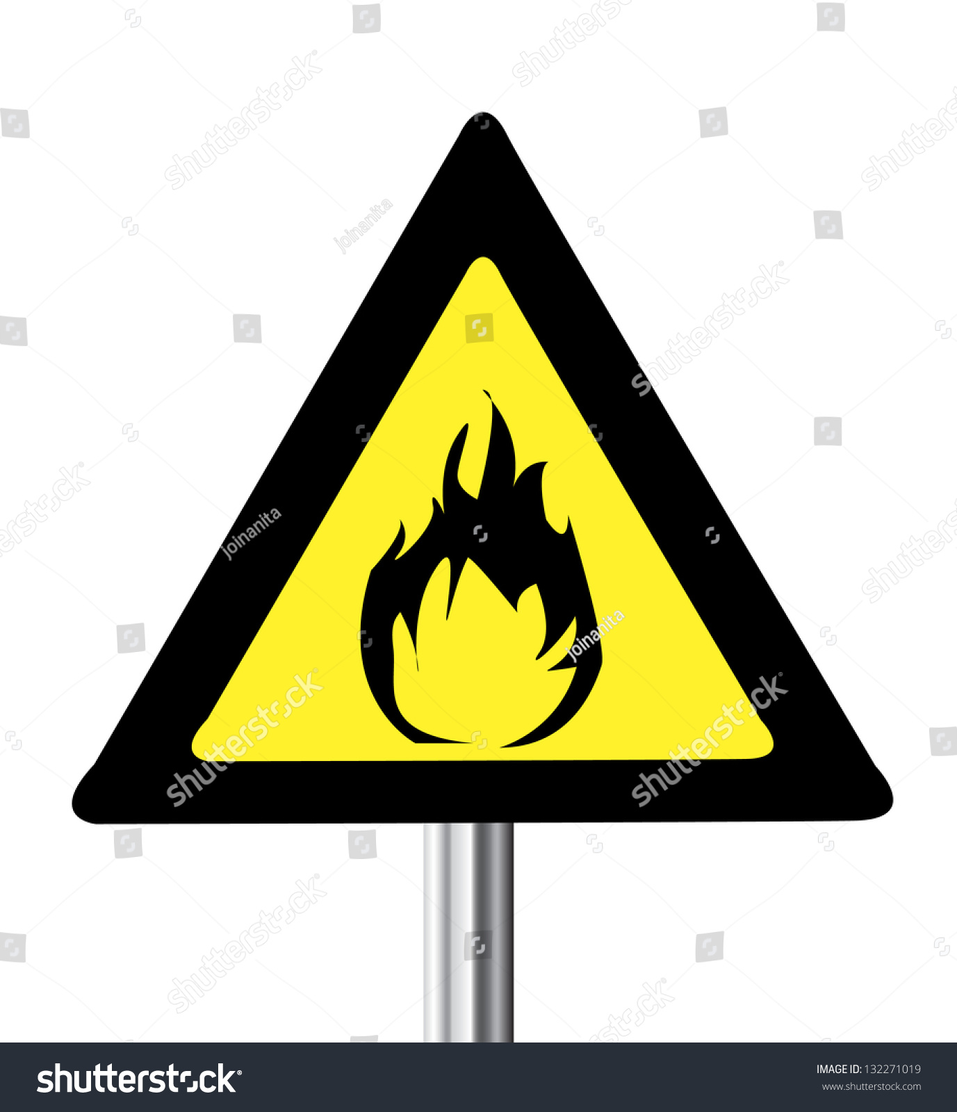 Yellow Triangle Flammable Warning Sign Stock Vector (Royalty Free ...