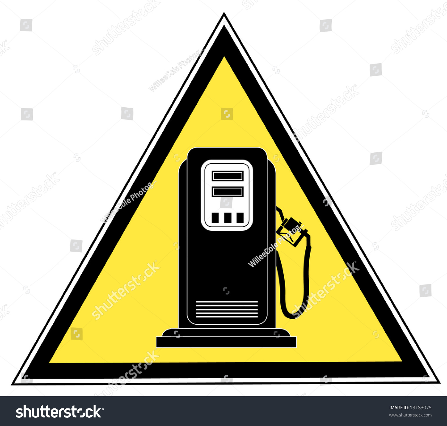 Yellow Triangle Gas Pump Caution Sign Stock Vector (Royalty Free) 13183075