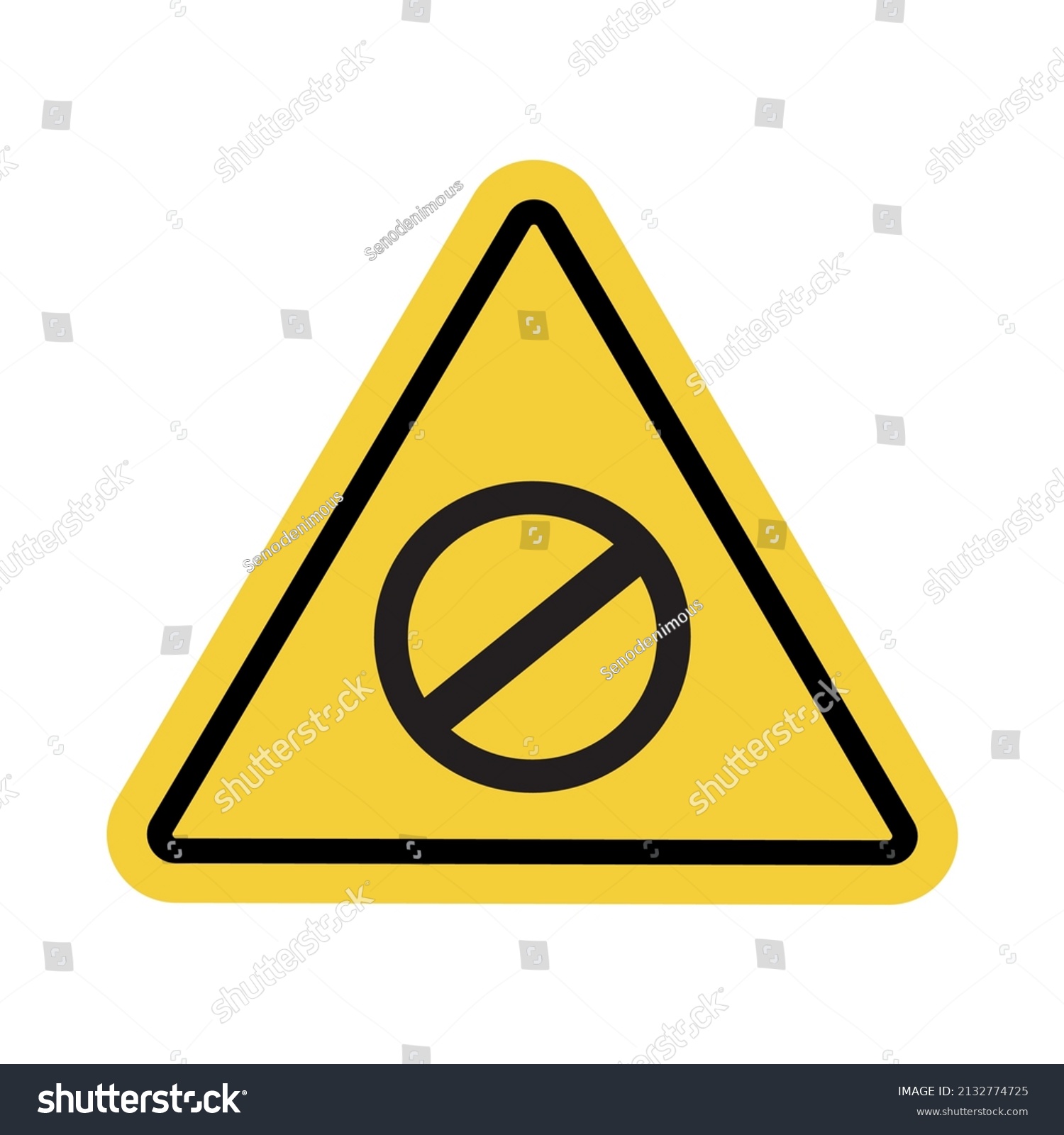 Yellow Triangular Prohibition Sign No Entry Stock Vector (Royalty Free ...