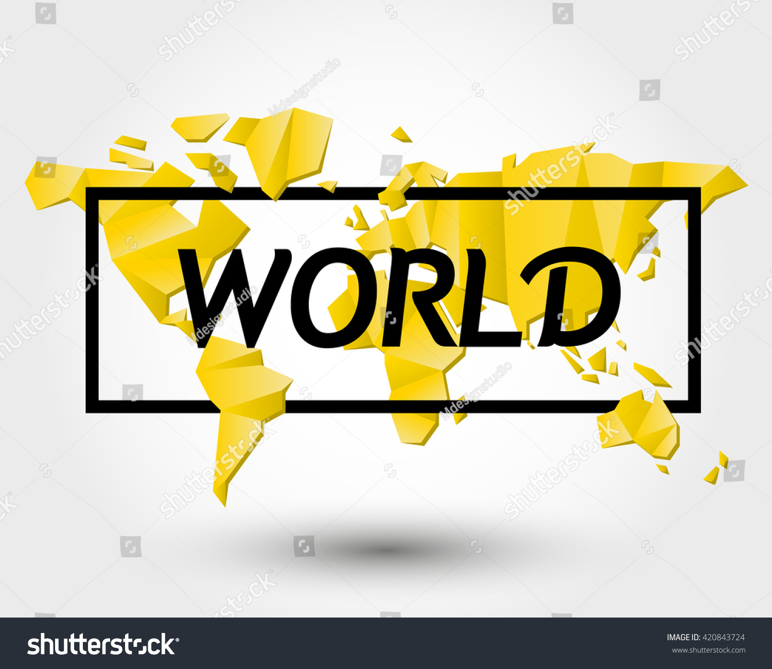 Yellow World Map Rectangle Abstract Modern Stock Vector (Royalty Free ...
