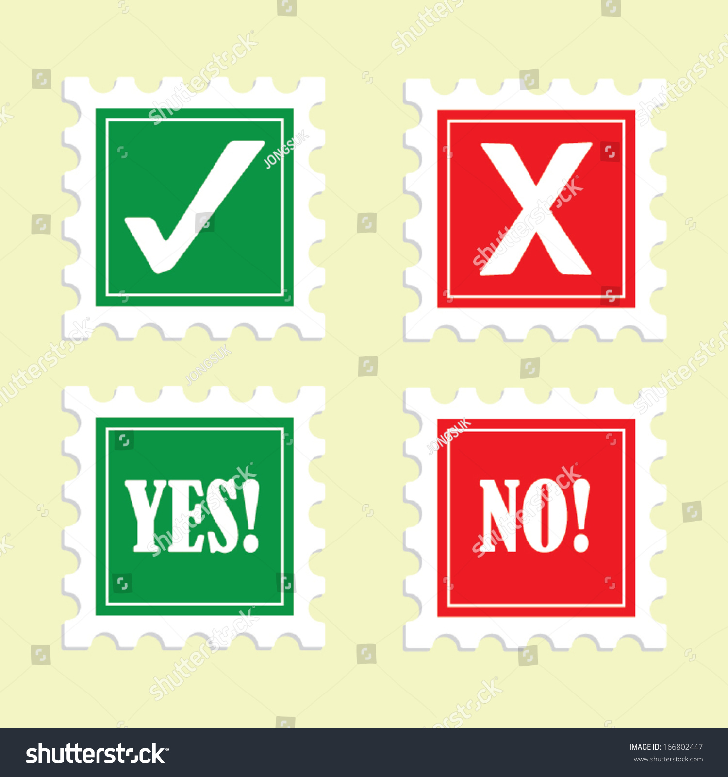 Yes No Check Marks Green Red Stock Vector (Royalty Free) 166802447