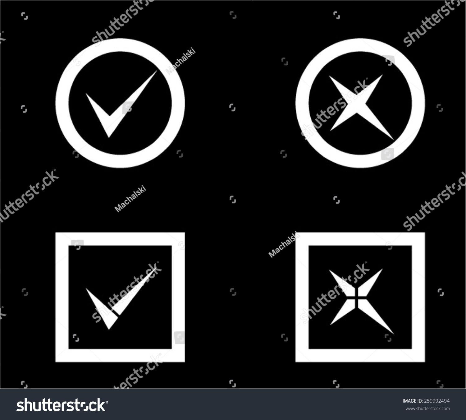 Yes No Icons Validation Button On Stock Vector (Royalty Free) 259992494