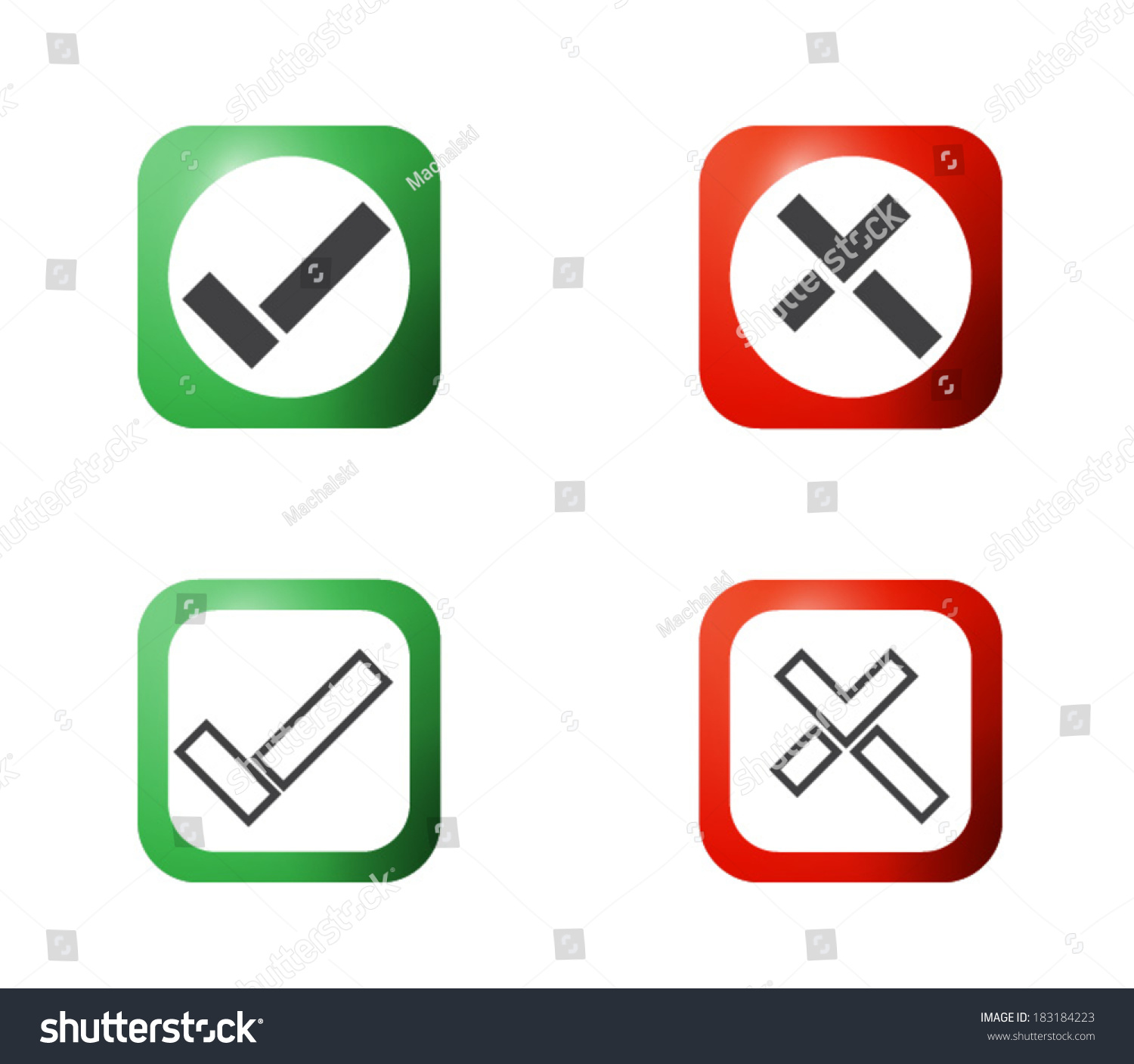 Yes No Validation Button Icons Vector Stock Vector (Royalty Free ...