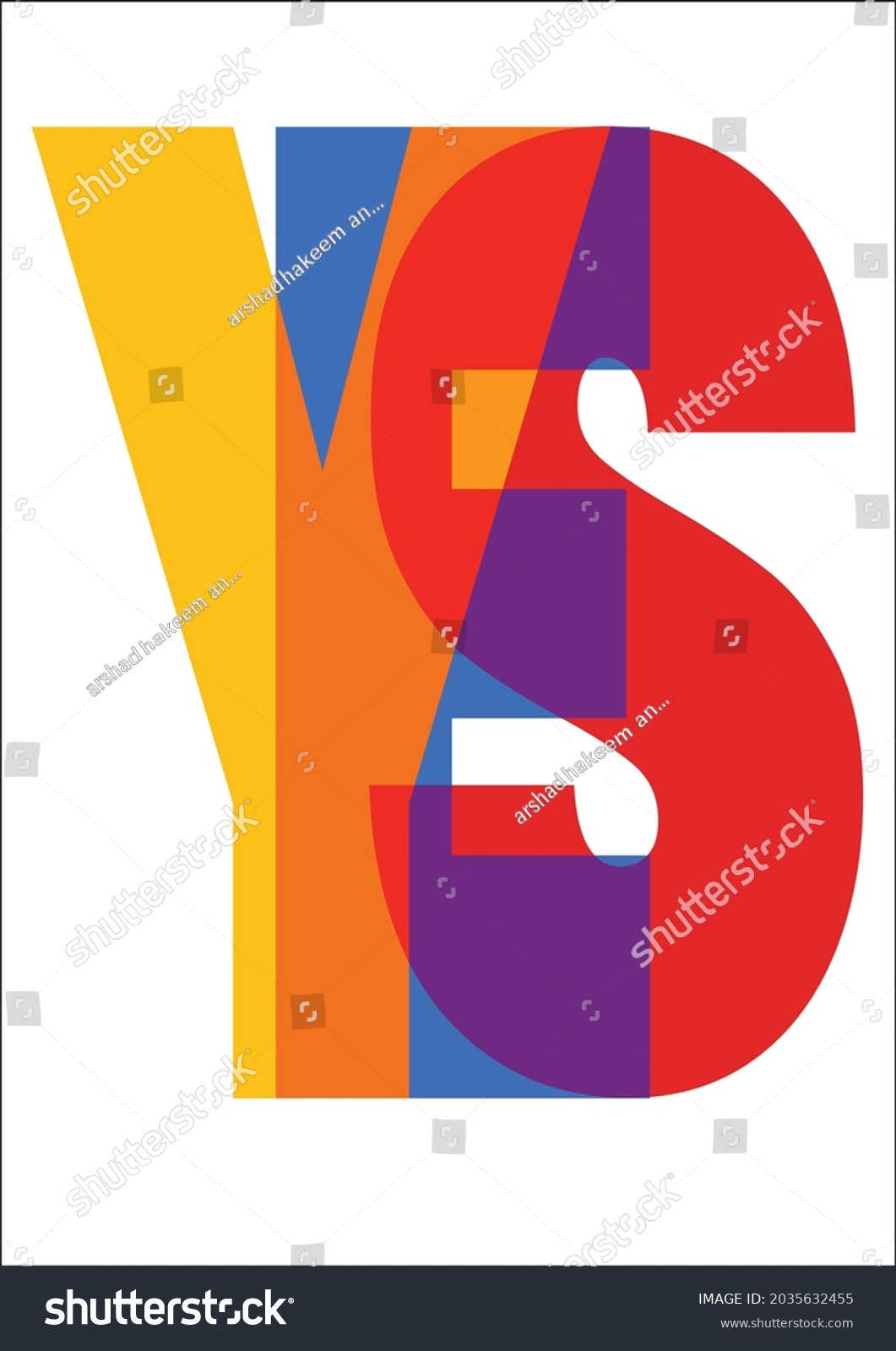 Yes Typography Poster Vector Art Stock Vector (Royalty Free) 2035632455