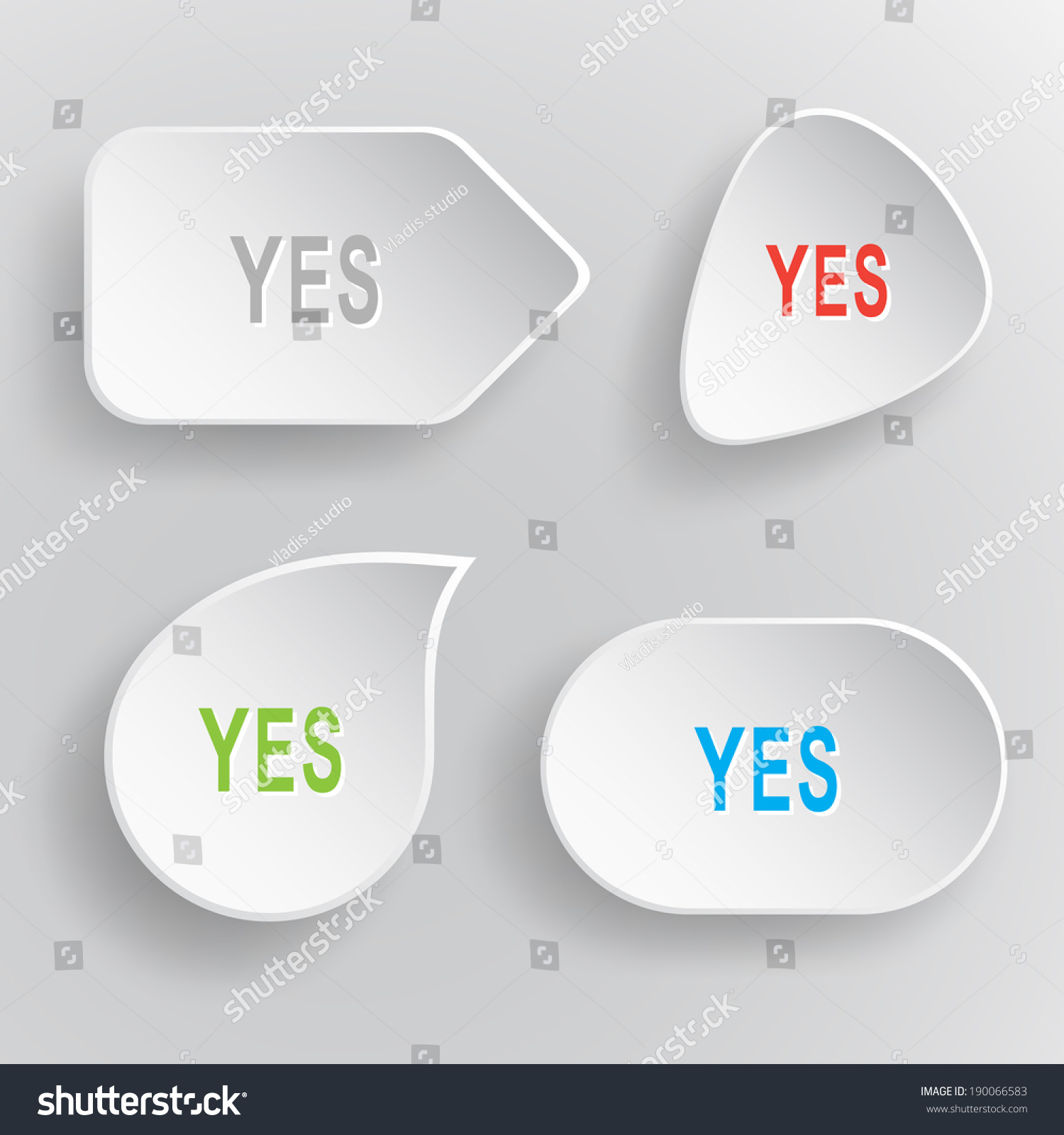 Yes White Flat Vector Buttons On Stock Vector (Royalty Free) 190066583 ...