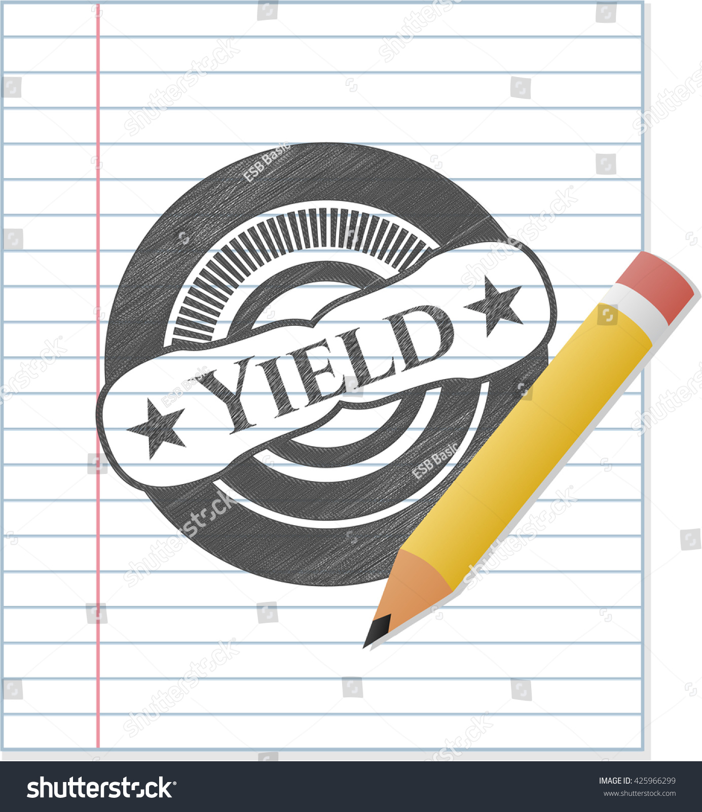 Yield Emblem Draw Pencil Effect Stock Vector (Royalty Free) 425966299 ...